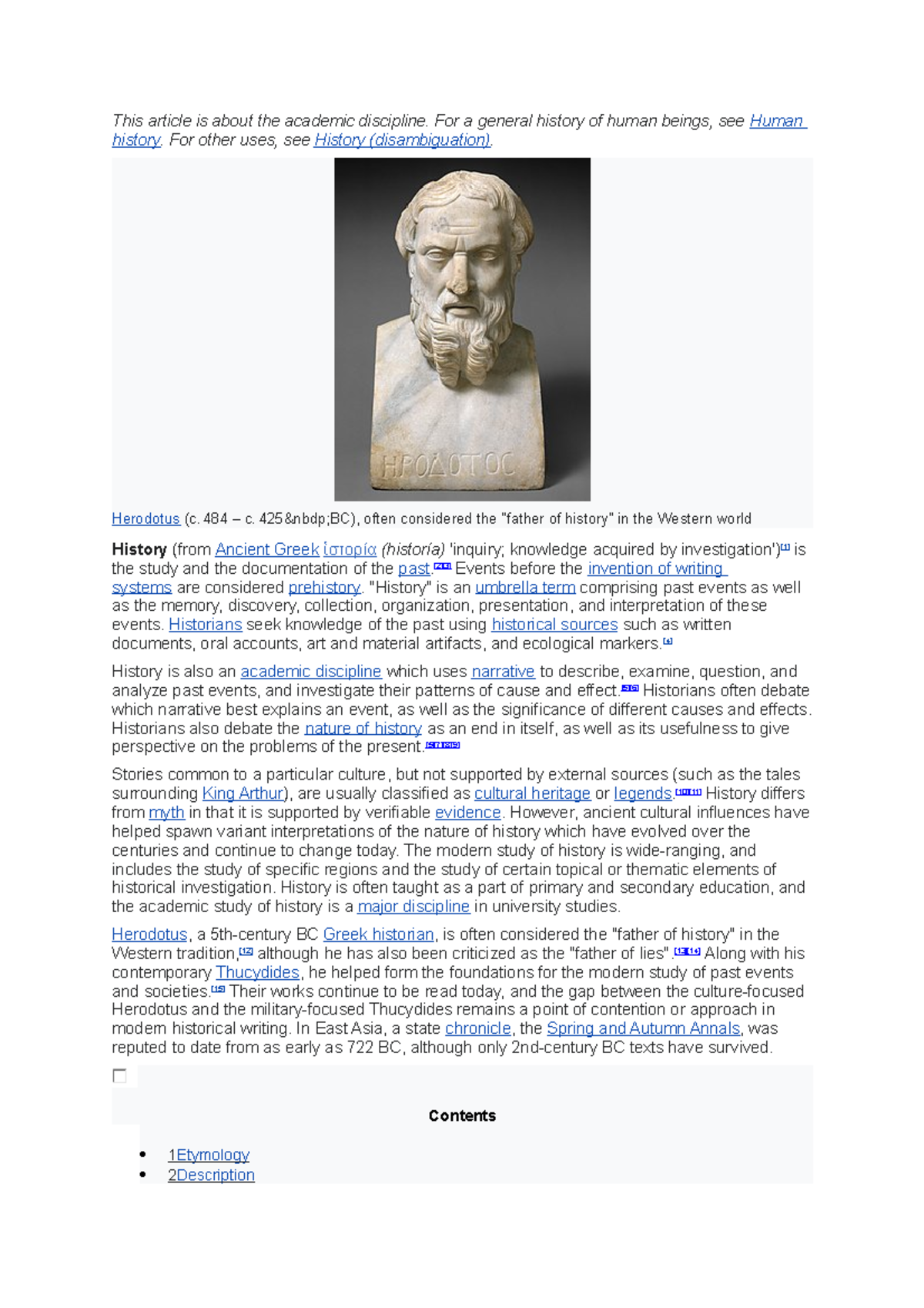 History - helps in notes - This article is about the academic ...