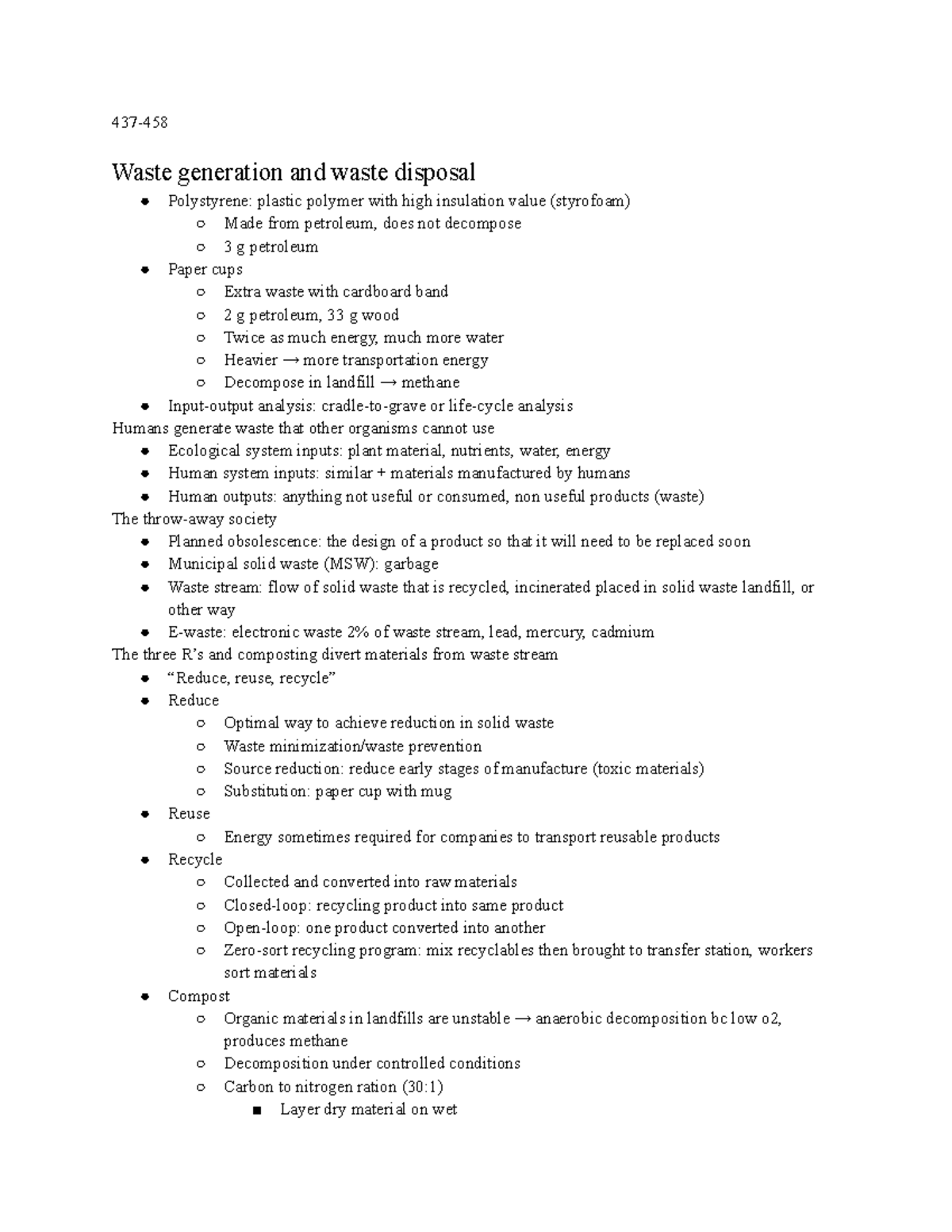 Apes ch 16 study guide to help you pass your class - 437- Waste generation and waste disposal ...