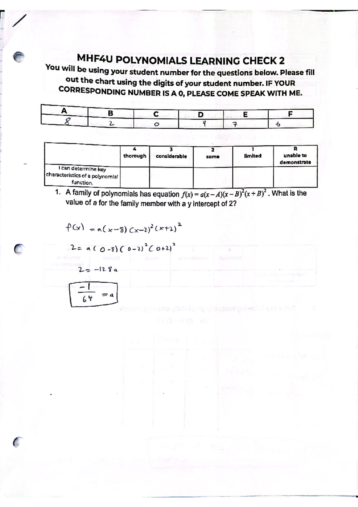 Polynomial Equations and Inequalities Assessment 2 - Studocu