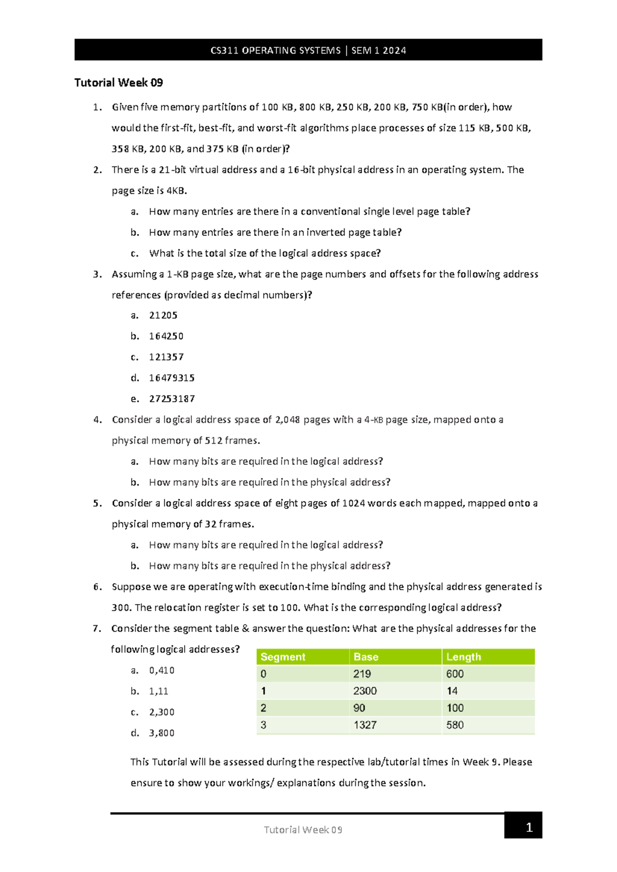 Tutorial Week 09 - This are lecture notes and other relevant papers ...