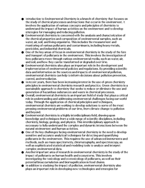 Introduction To Environmental Chemistry essay - Environmental chemistry ...