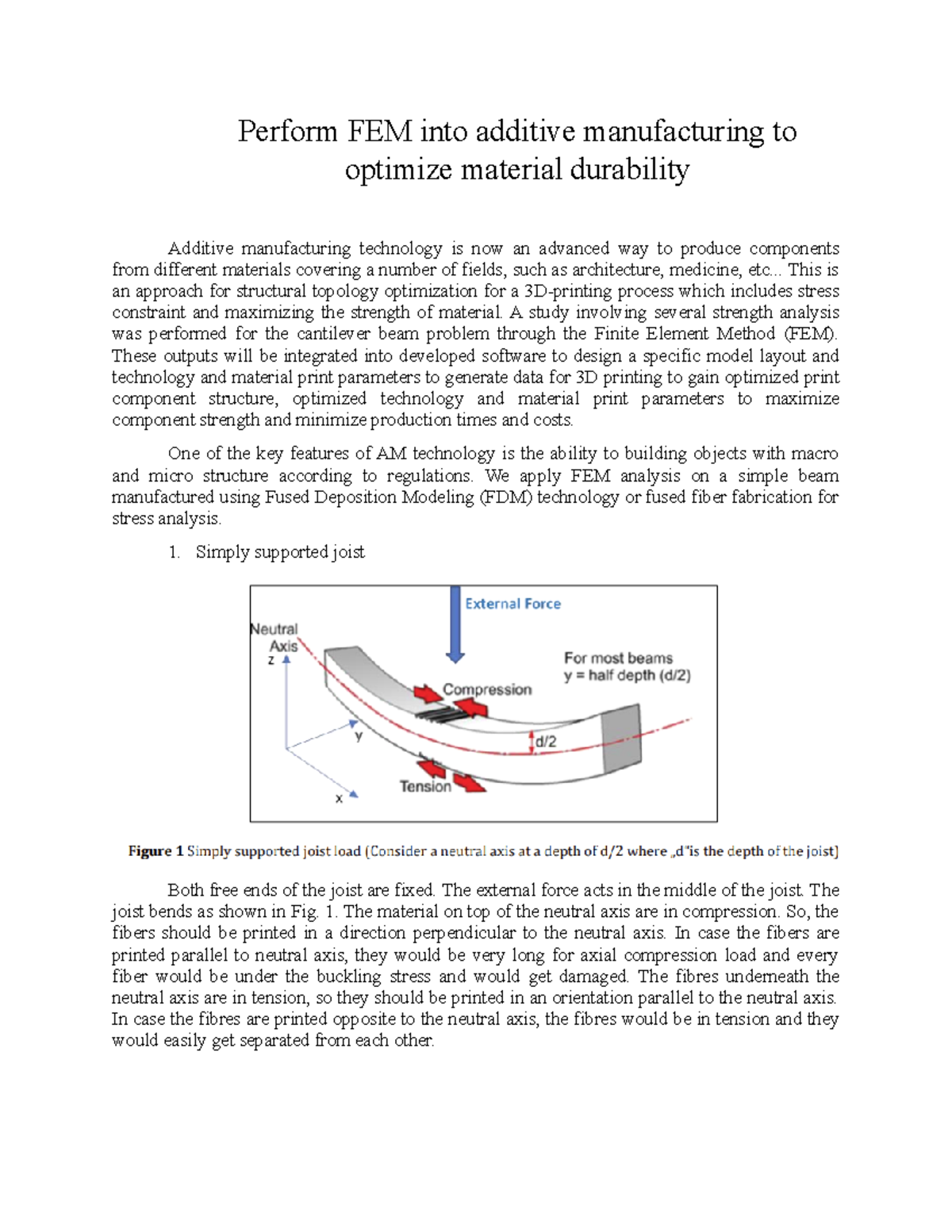 Project MNE 446 - Perform FEM into additive manufacturing to optimize ...