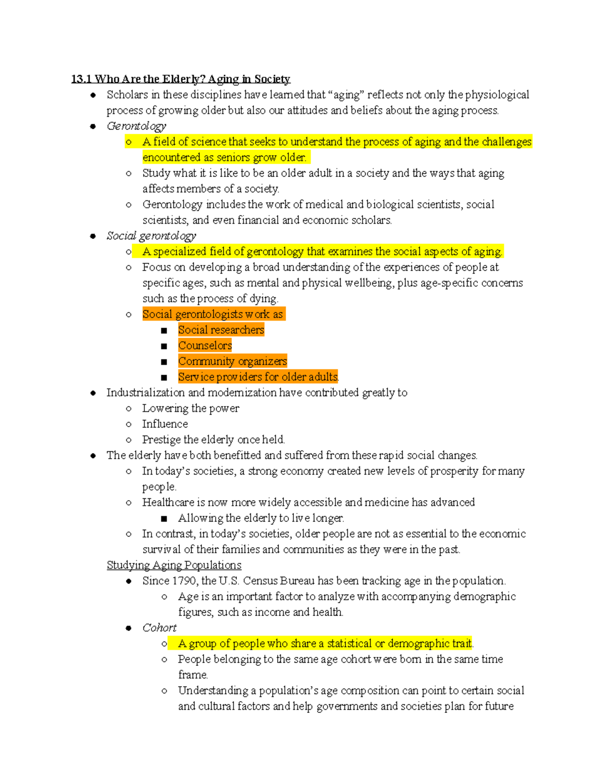 SOC 100 CH 13 & QUIZ w ANS - Lecture notes 10 - 13 Who Are the Elderly ...