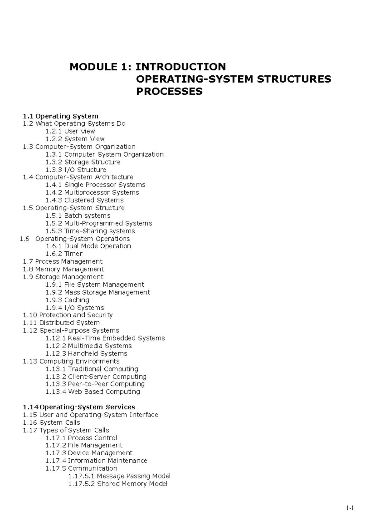 Module 1 - 1- MODULE 1: INTRODUCTION OPERATING-SYSTEM STRUCTURES PROCESSES 1 Operating System 1 ...