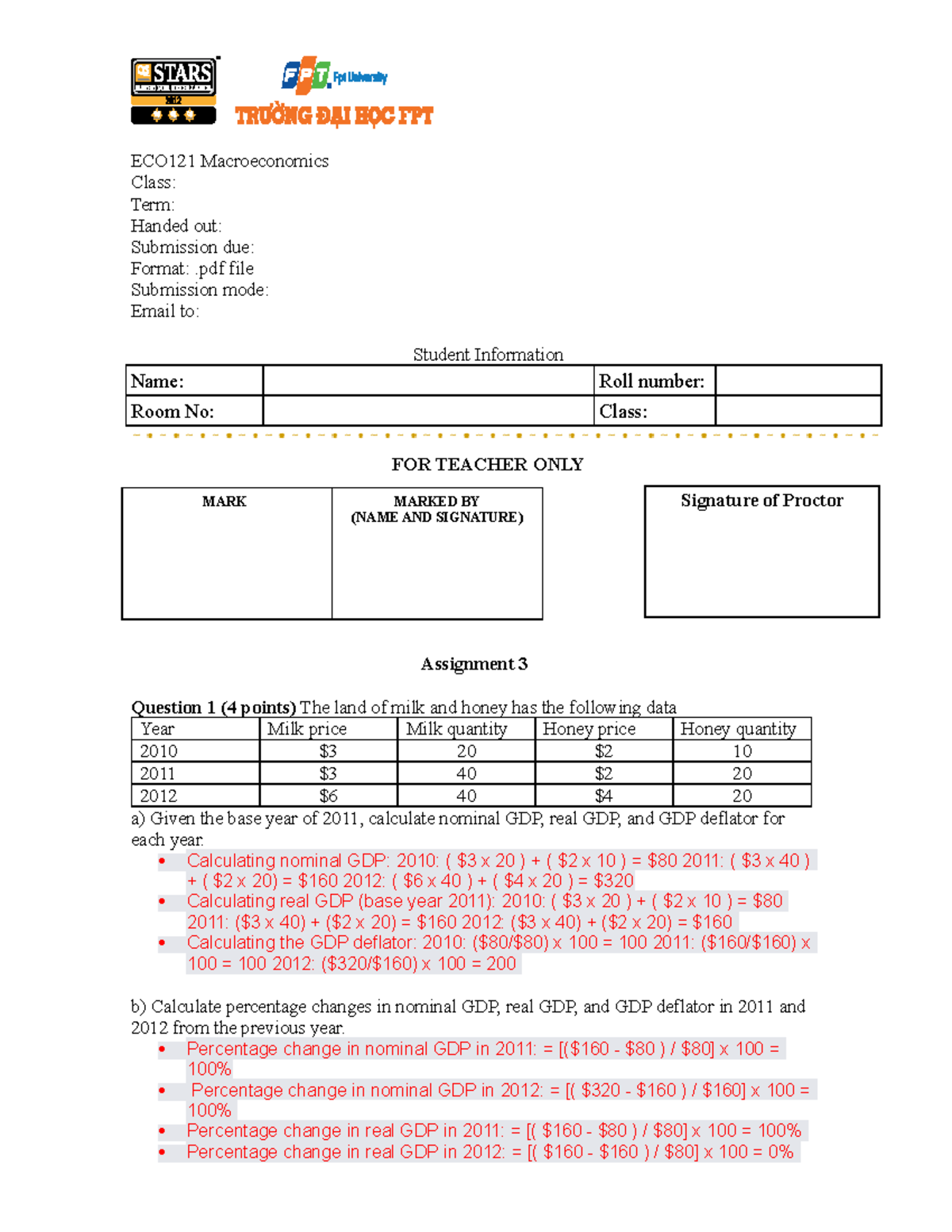 ECO121 Assignment-03 - Assignmen - ECO121 Macroeconomics Class: Term ...