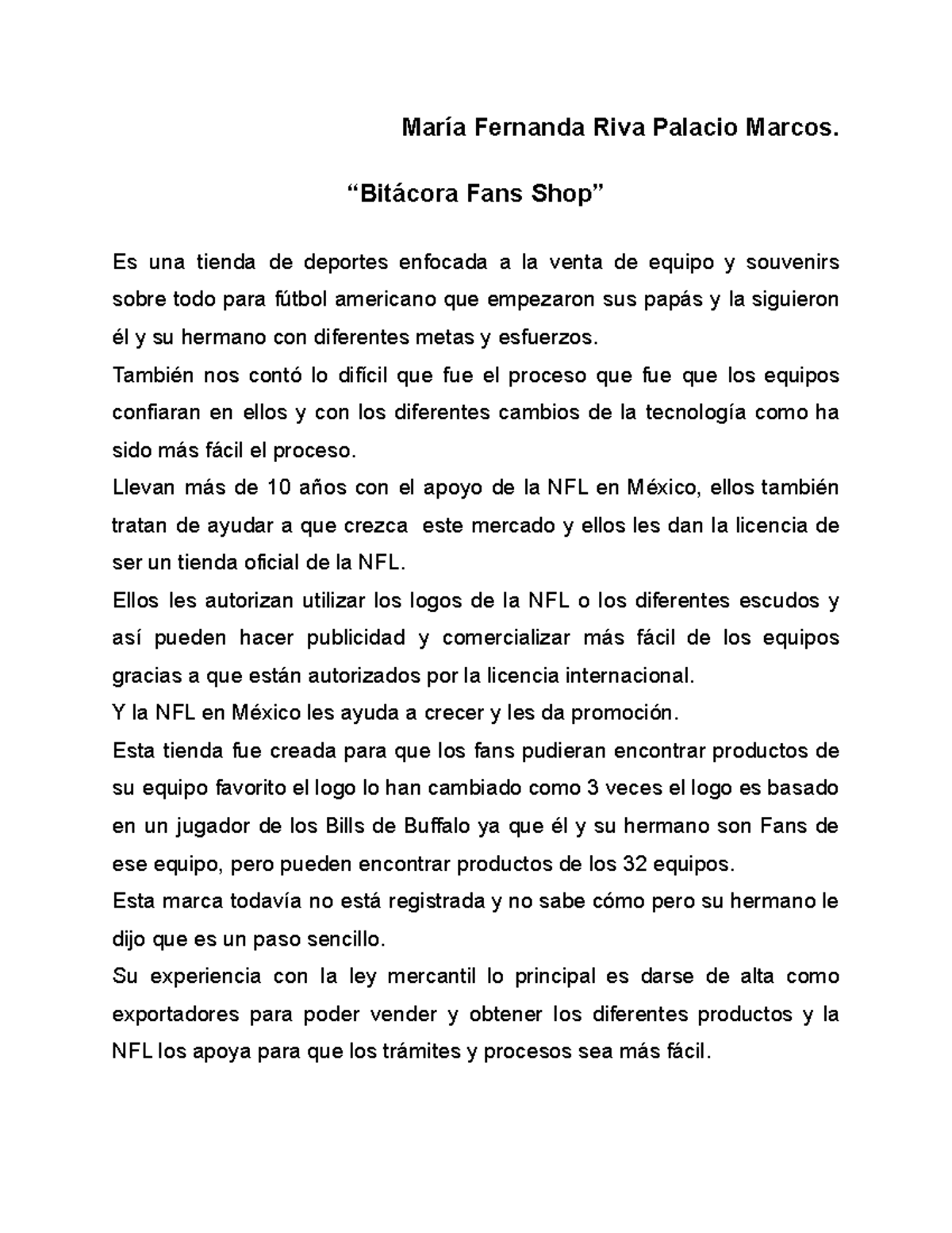 Bitácora clase. - María Fernanda Riva Palacio Marcos. “Bitácora Fans ...