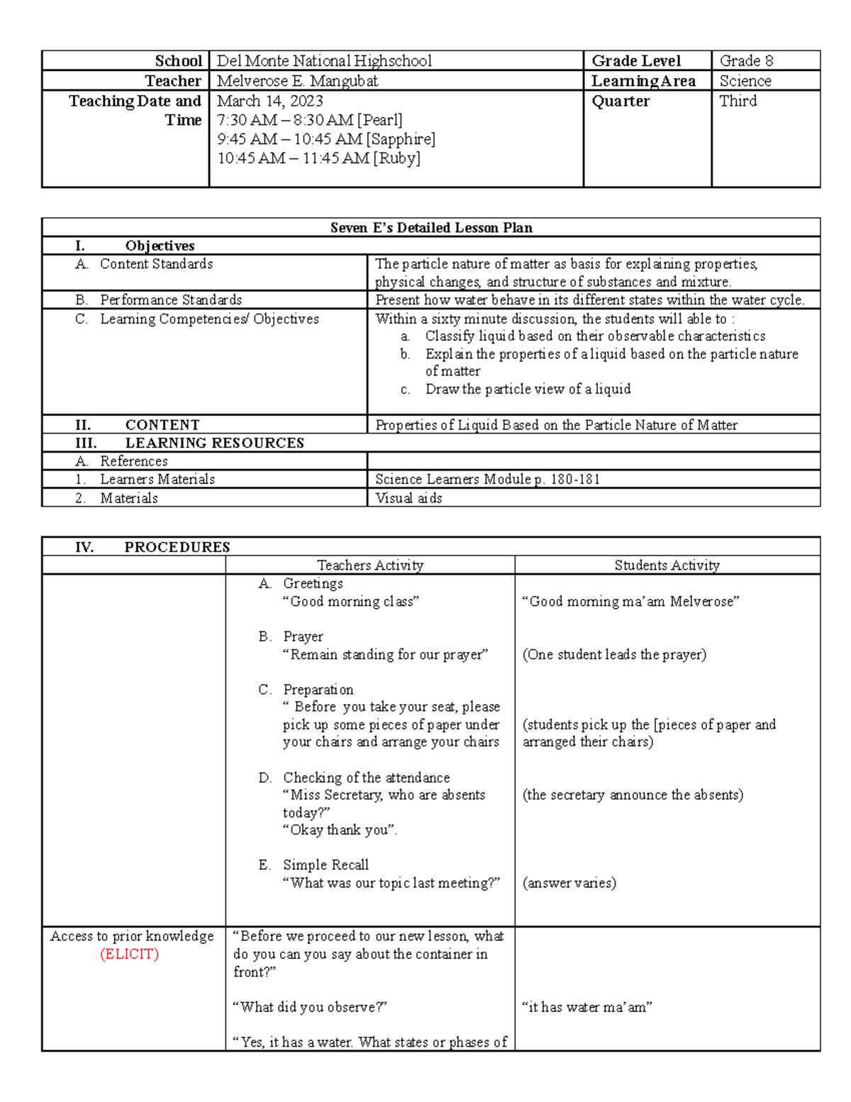 Liquid%20 Lesson%20plan%20 Grade%208 - School Del Monte National