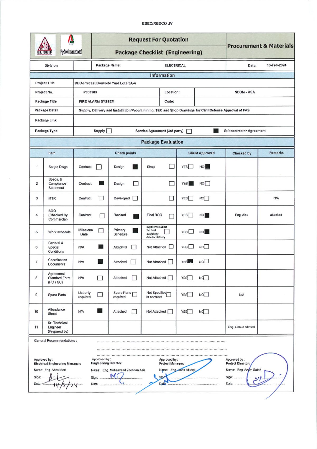 P183 BOQ & Checklist Fire Alarm System - JV Request For Quotation ...