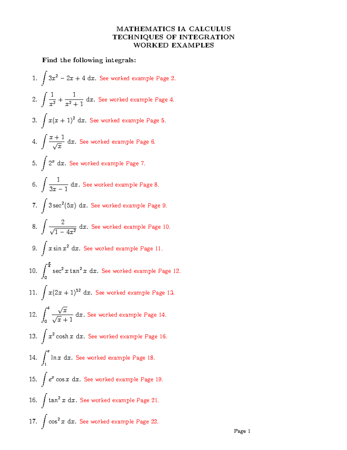 Book of thecniques of integration worked examples rn - MATHEMATICS IA ...