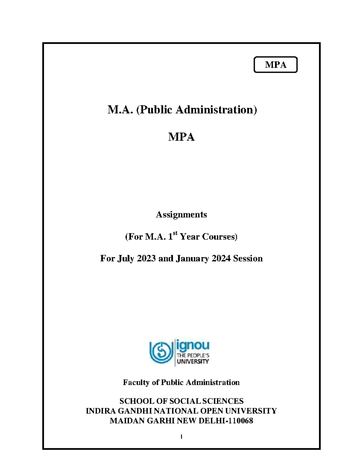 MPA 1st Year English June 2023 - Jan 2024 - MPA M. (Public ...