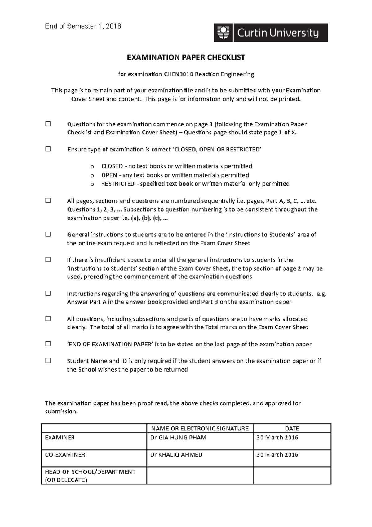 Exam 2016, questions - EXAMINATION PAPER CHECKLIST for examination ...