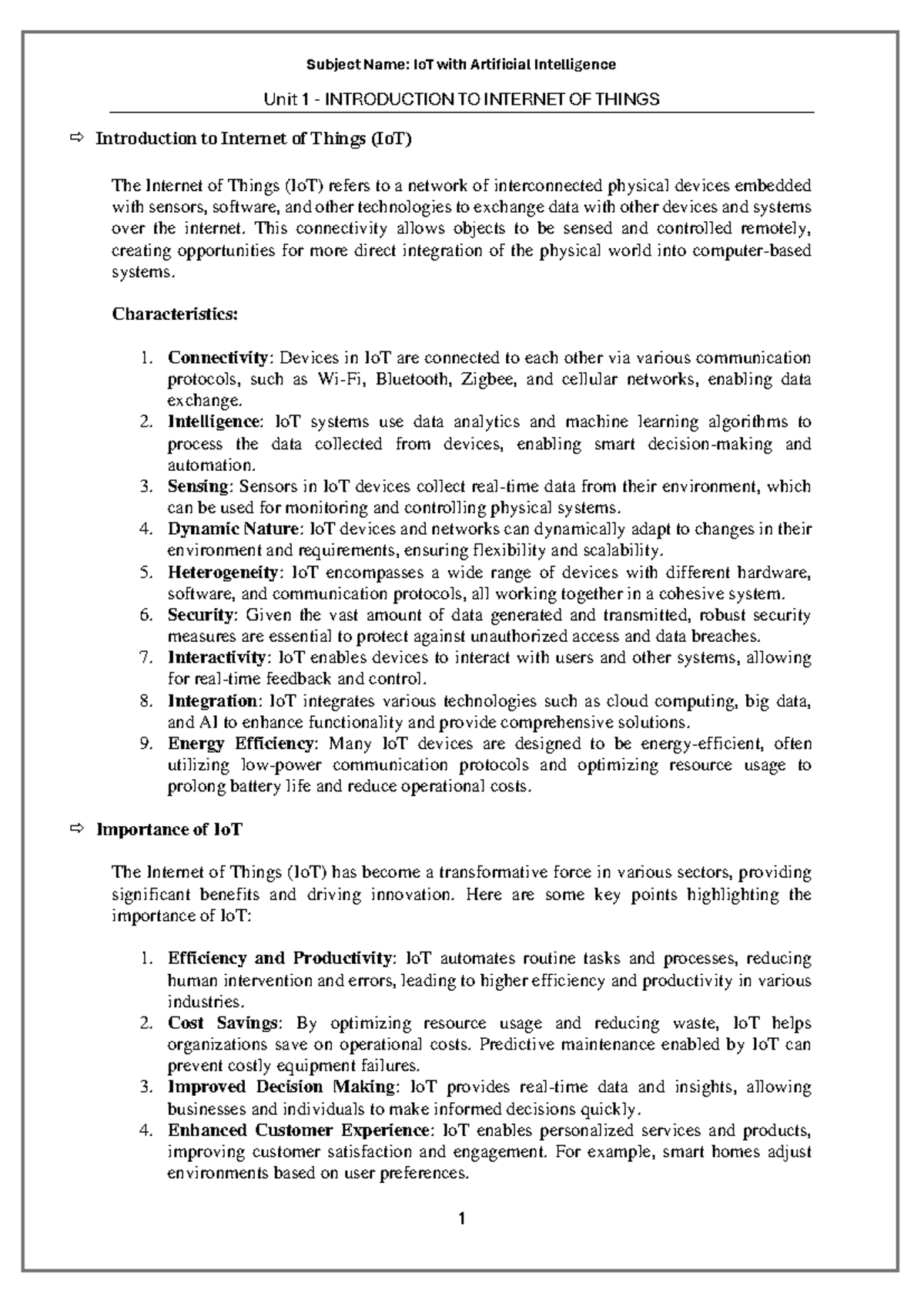 Unit 1 Introduction to Internet of Things Notes - Unit 1 - INTRODUCTION ...