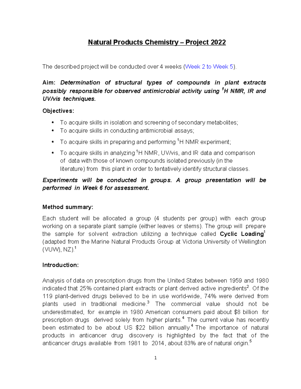 Natural Products Lab Project 2022 - Natural Products Chemistry ...