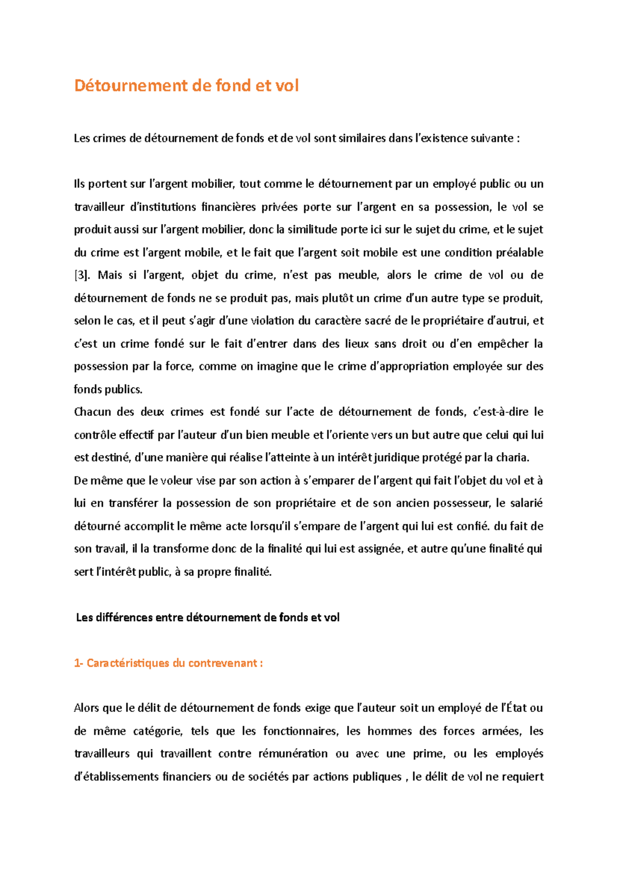 Détournement de fond et vol - Détournement de fond et vol Les crimes de détournement de fonds et ...