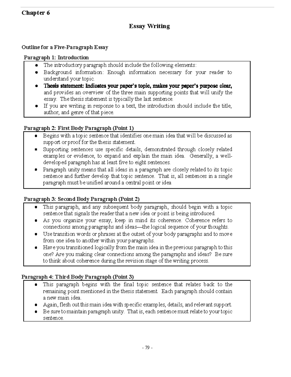 5 paragraph Essay - Teacher's notes - 79 - Chapter 6 Essay Writing ...