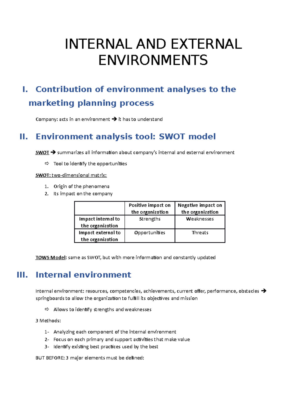 Marketing Lecture 3 - INTERNAL AND EXTERNAL ENVIRONMENTS I ...