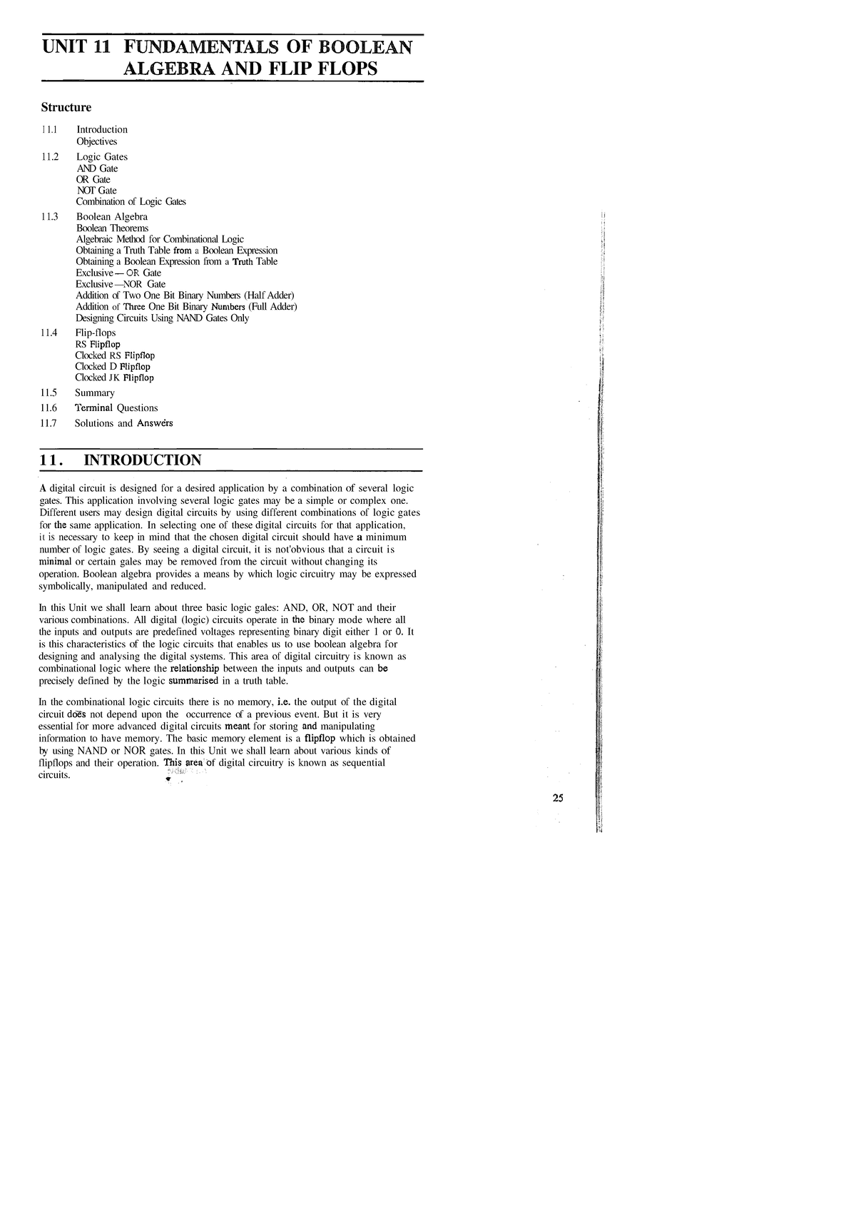 Fundamentals Of Boolean Algebra and Flip Flops - UNIT 11 F DAMENTALS OF ...