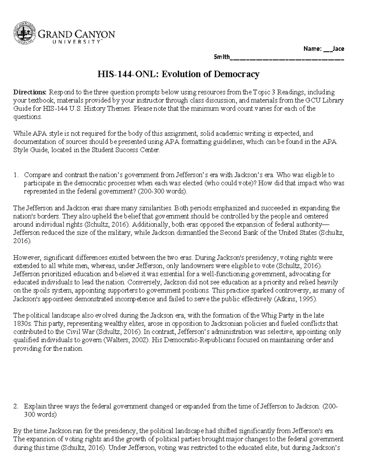 Evolution of Democracy Worksheet - Name: ___Jace Smith