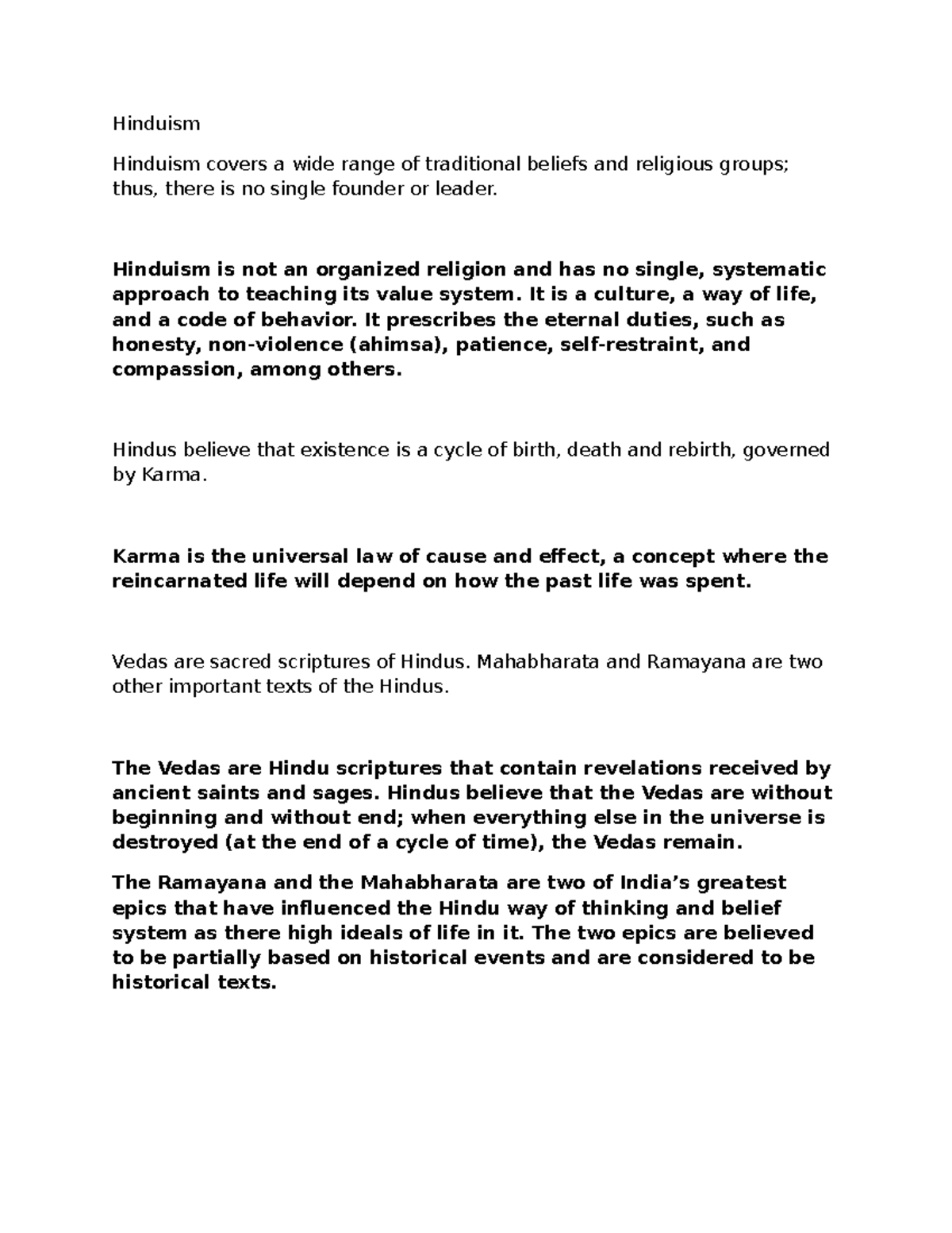 Hinduism - Hinduism Hinduism covers a wide range of traditional beliefs ...