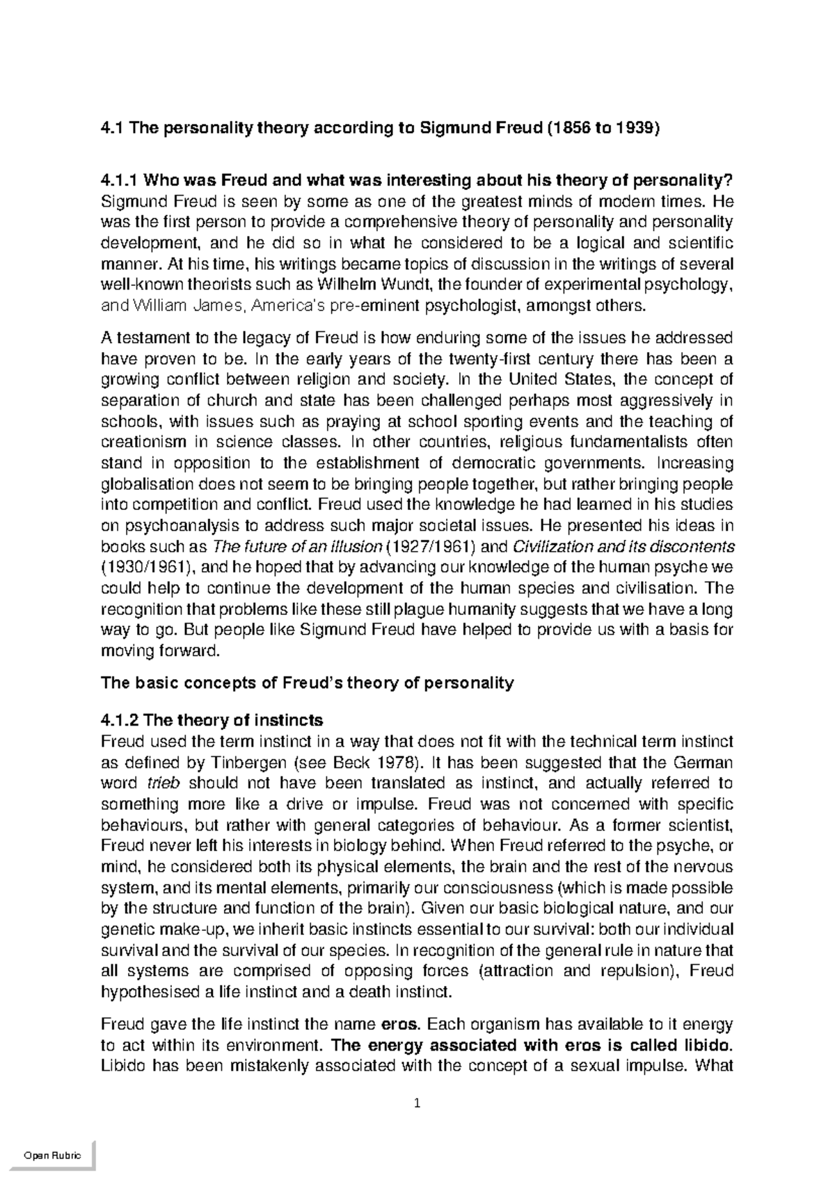 Personality according to Freud - 4 The personality theory according to ...