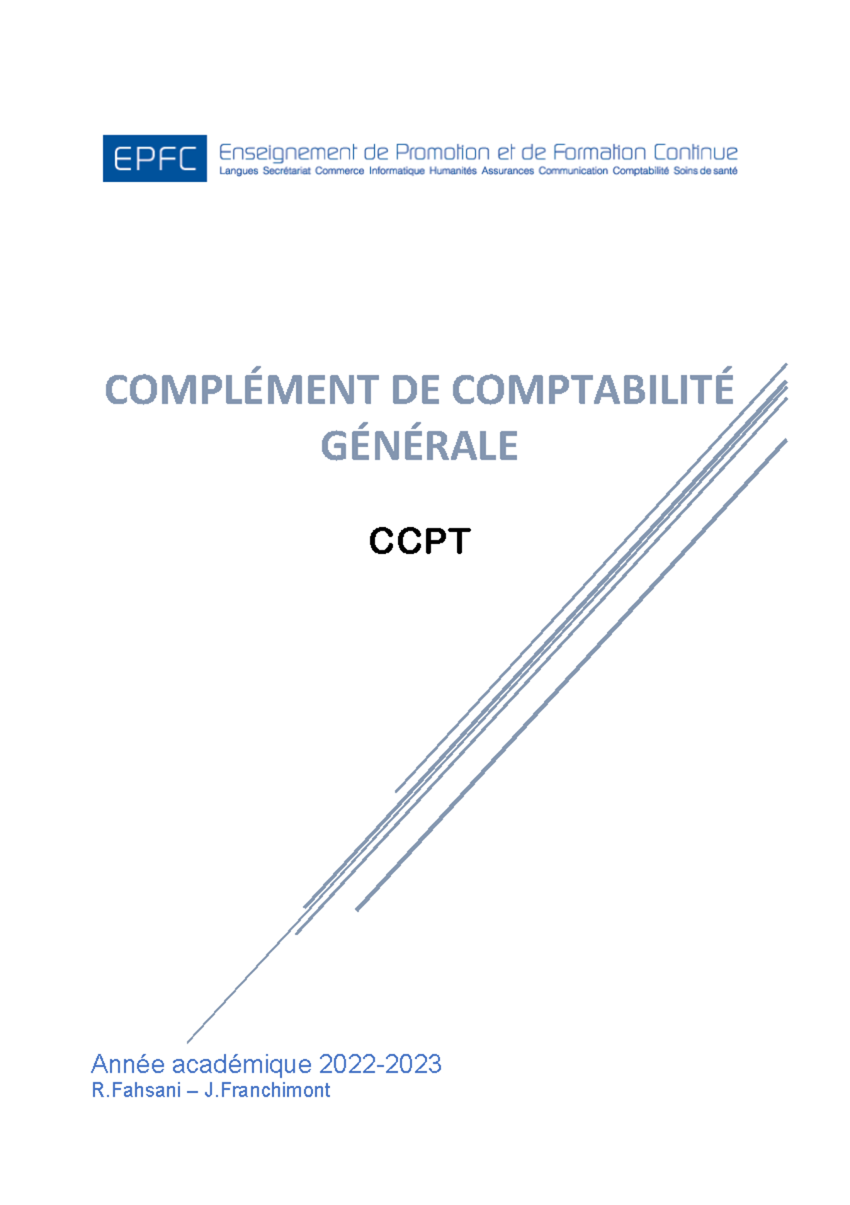 CCPT Theorie RF 2022-2023 - Année académique 2022- R – J COMPLÉMENT DE ...