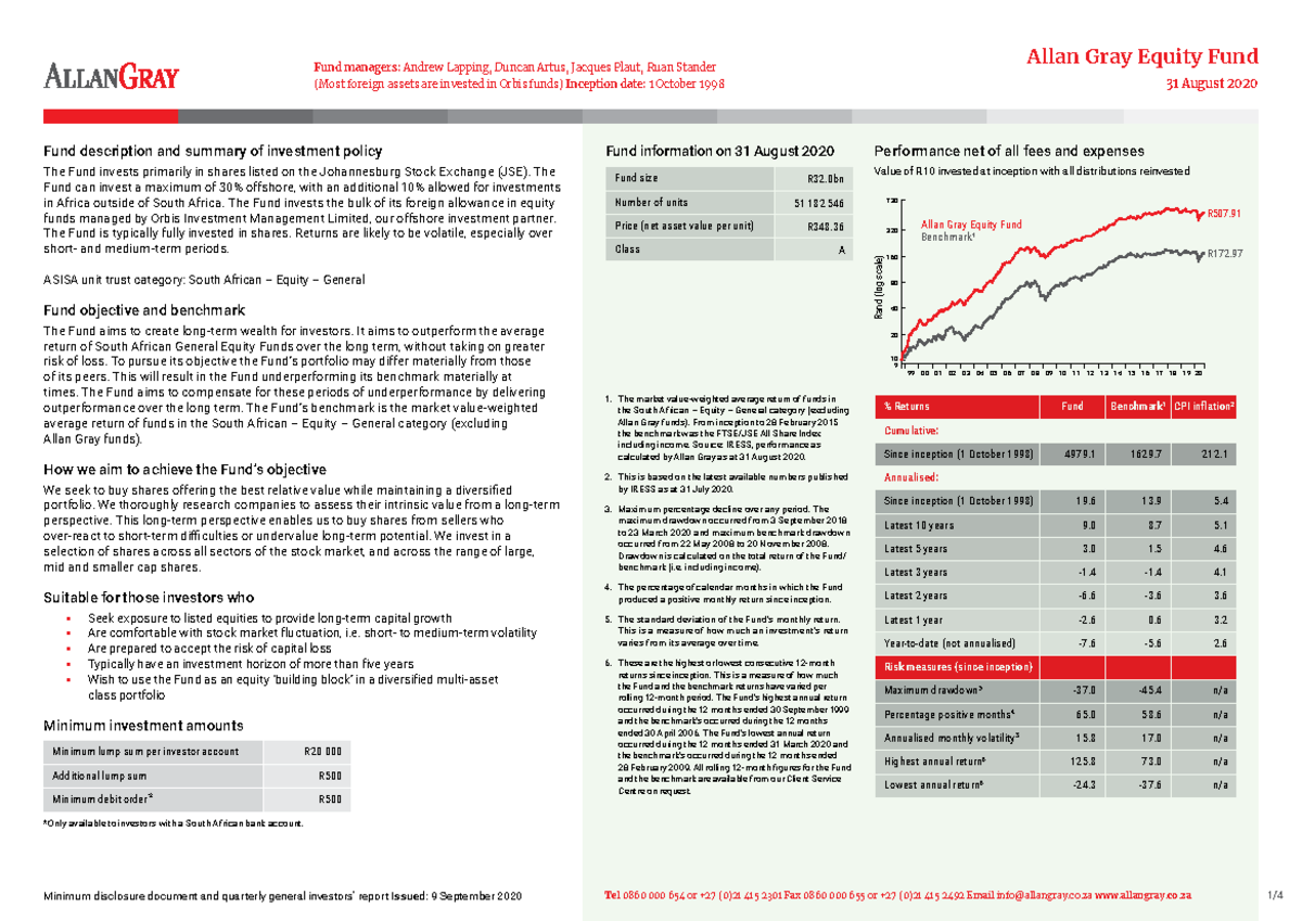 2020 Allan Gray Equity Fund Latest - Fund managers: Andrew Lapping ...