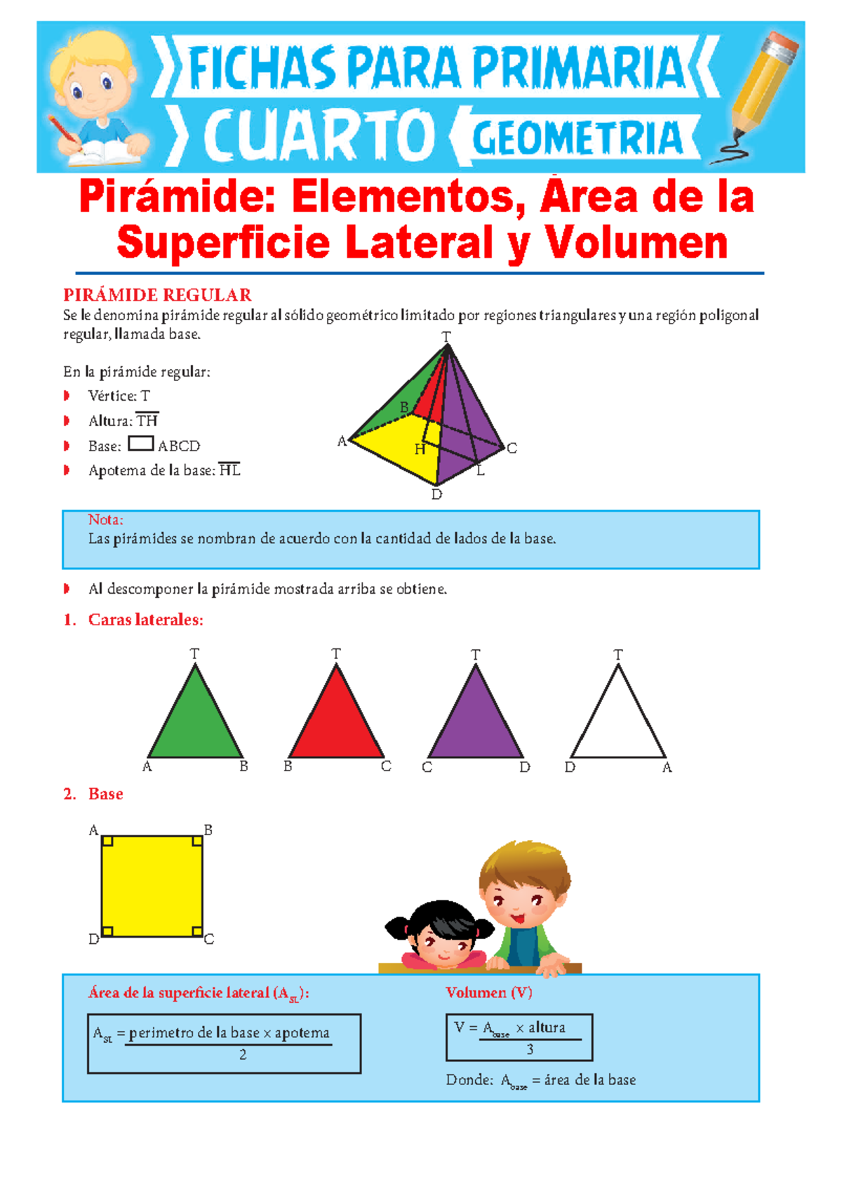 Área y Volumen de las Pirámides Regulares para Cuarto de Primaria ...