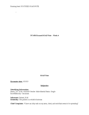 Neurological SOAP Note - Neurological SOAP Note Barbra Scheirer Regis ...