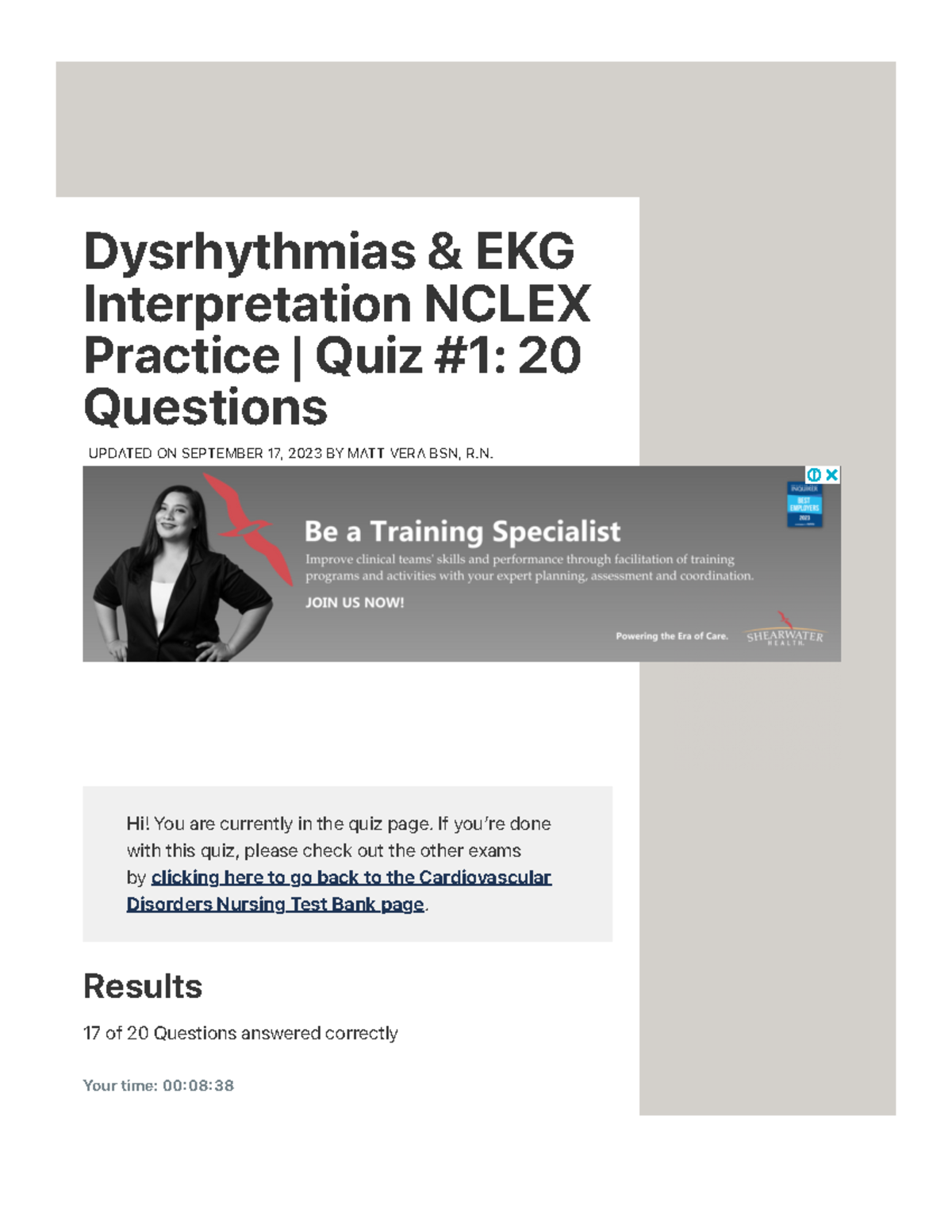 Dysrhythmias & EKG Interpretation Nclex Practice Quiz #1- 20 Questions ...