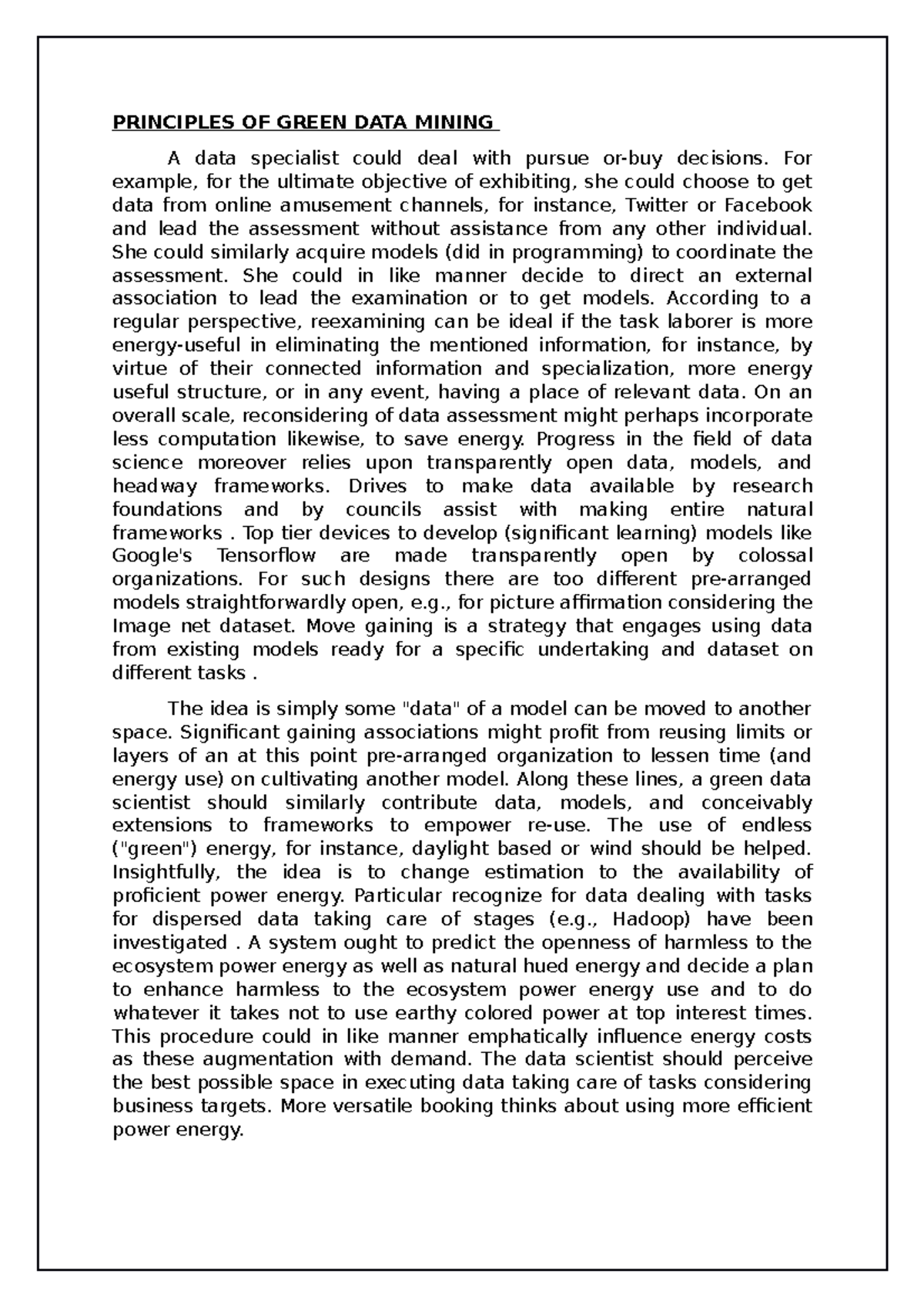 Green Data Mining Methodologies - PRINCIPLES OF GREEN DATA MINING A ...