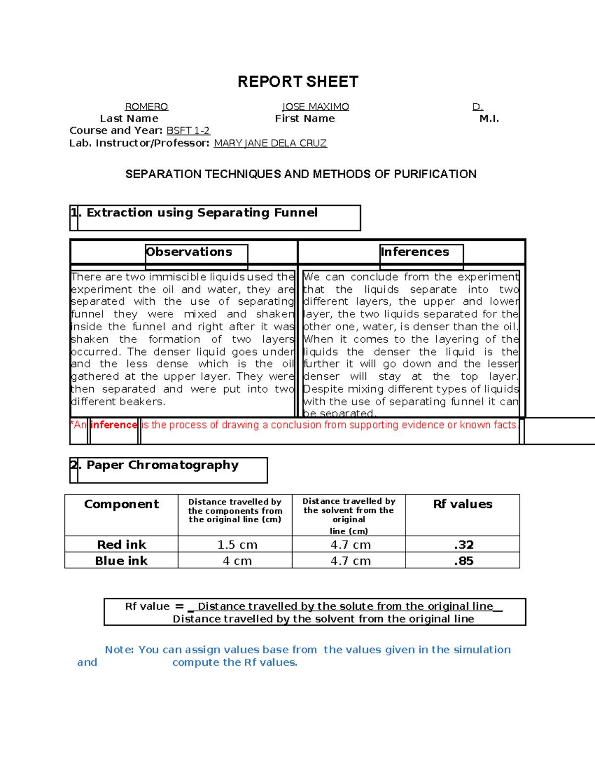 JOSE Maximo Romero Report Activitysheet - REPORT SHEET ROMERO JOSE ...