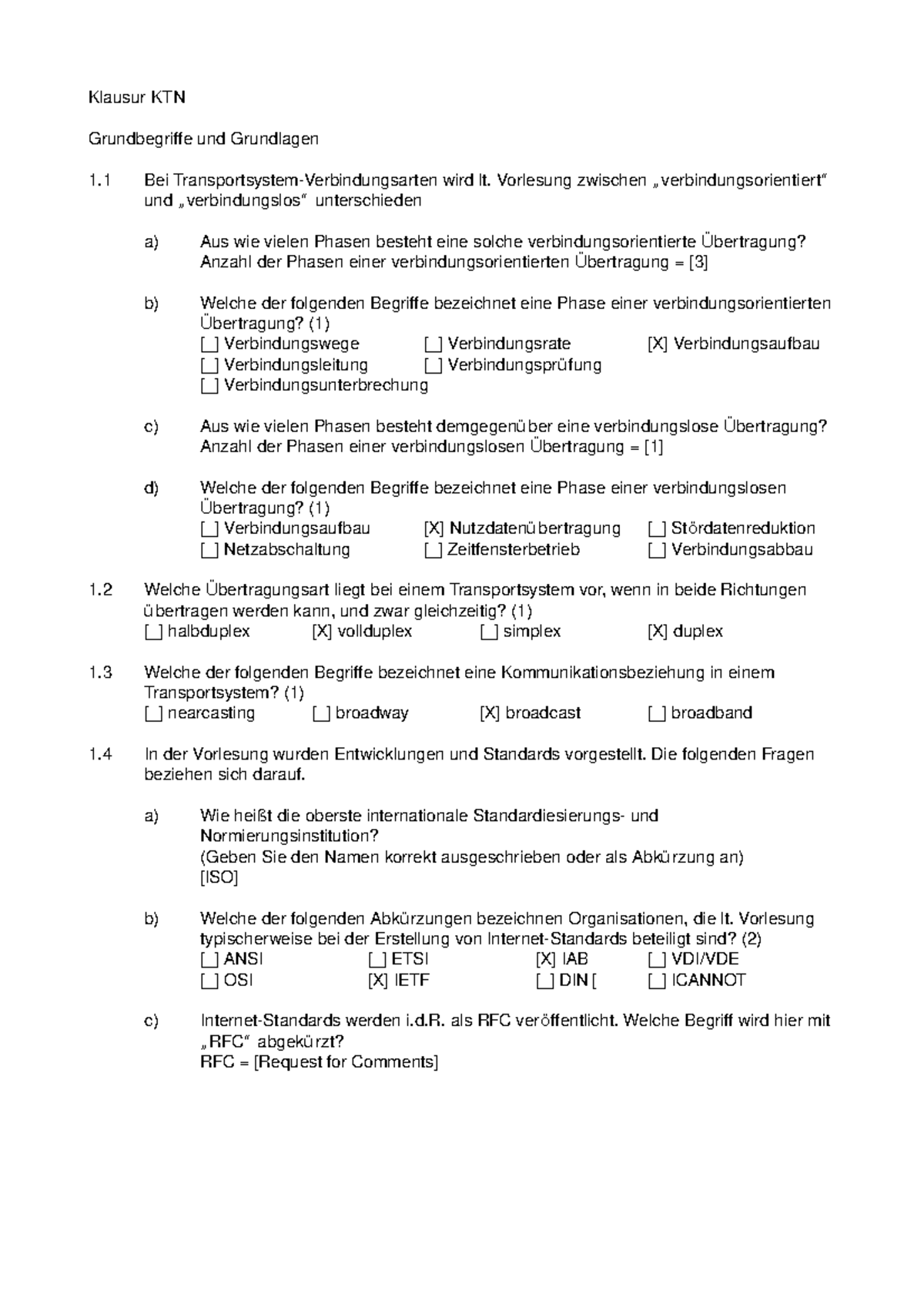 Klausur 2015, Fragen und Antworten - Klausur KTN Grundbegriffe und Grundlagen 1 Bei - Studocu