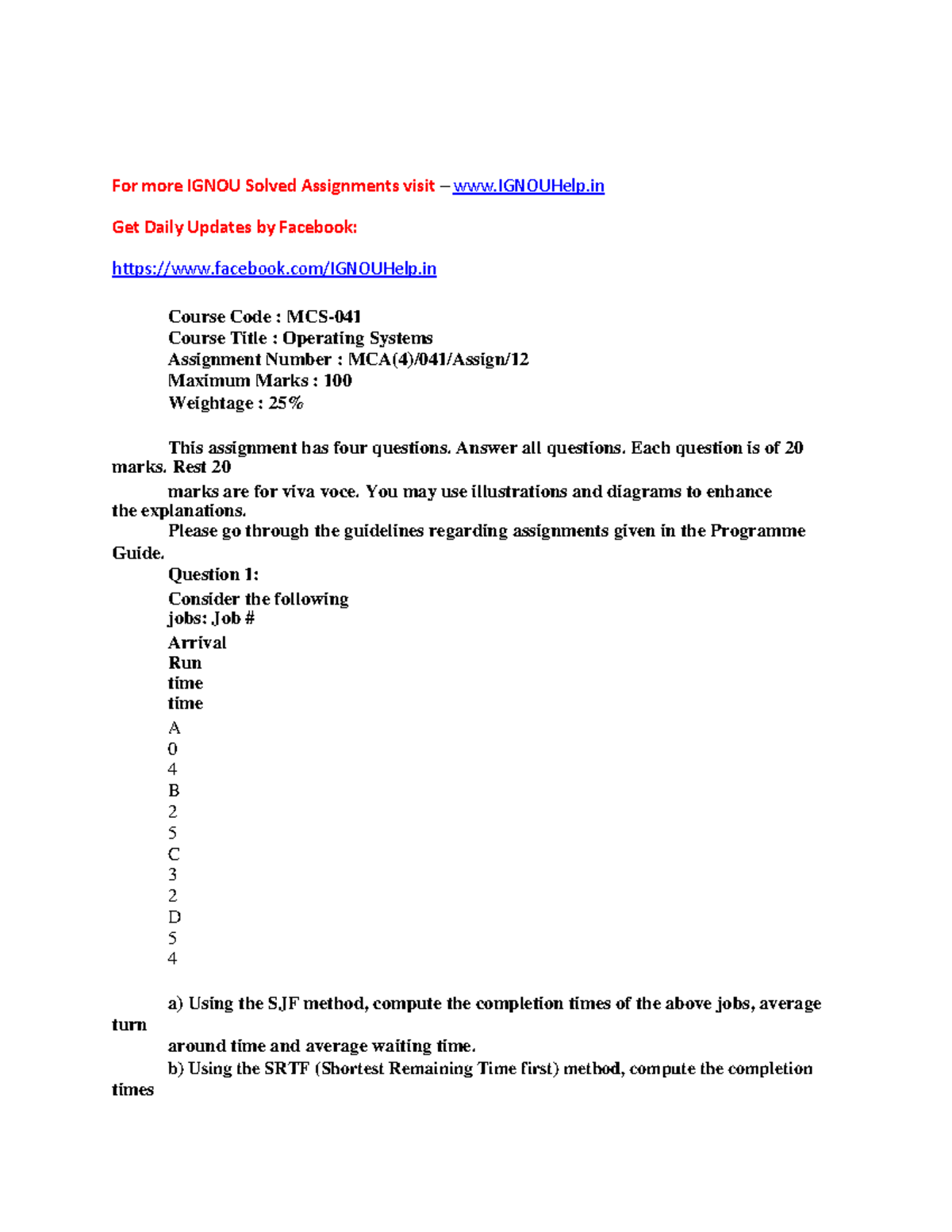 Mcs 41 Solved Assignments For More Ignou Solved Assignments Visit Ignouhelp Get Daily