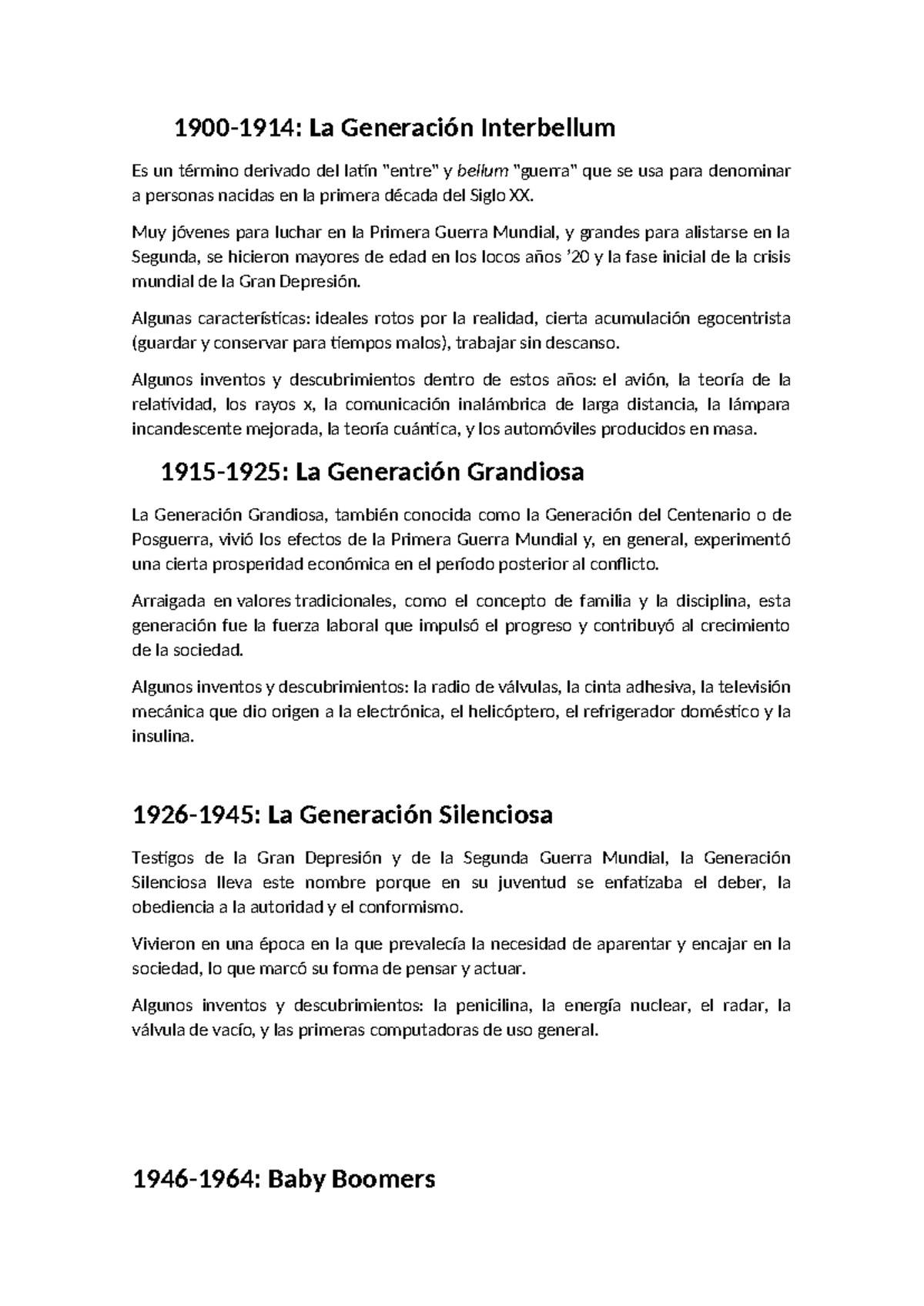 Generaciones - 1900-1914: La Generación Interbellum Es un término ...