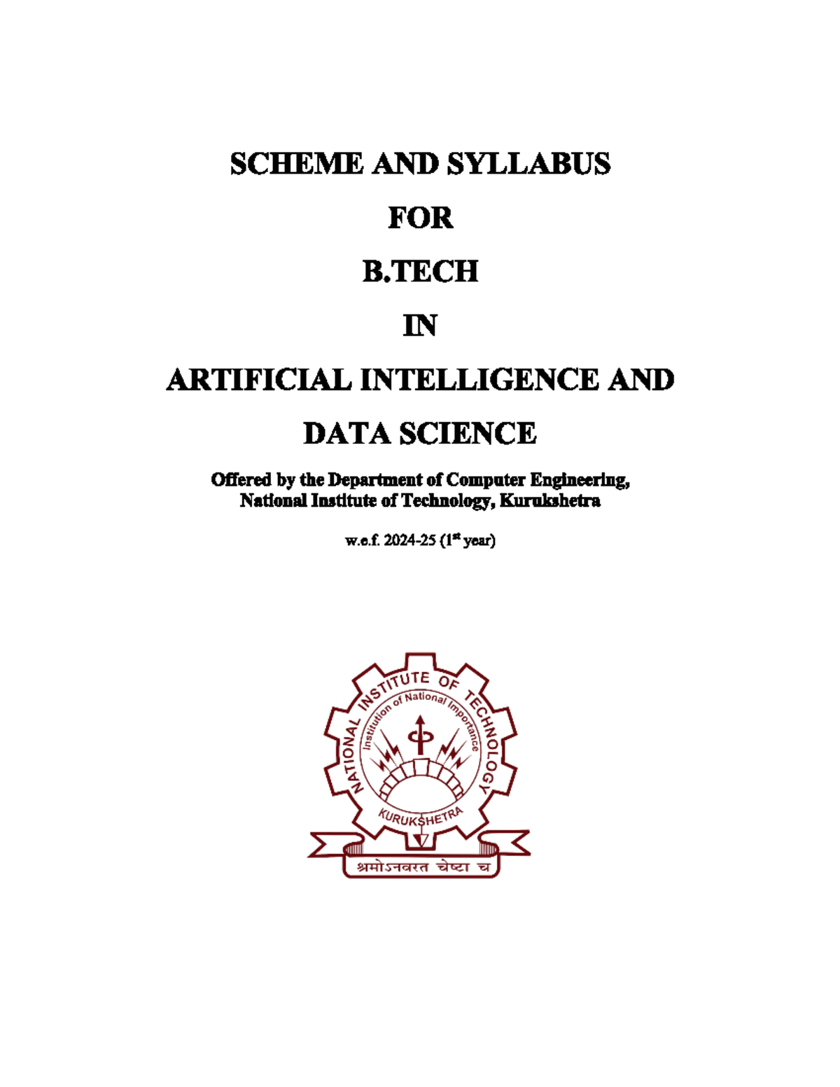 ADS syllabus - hey hey - SCHEME AND SYLLABUS FOR B IN ARTIFICIAL INTELLIGENCE AND DATA SCIENCE ...