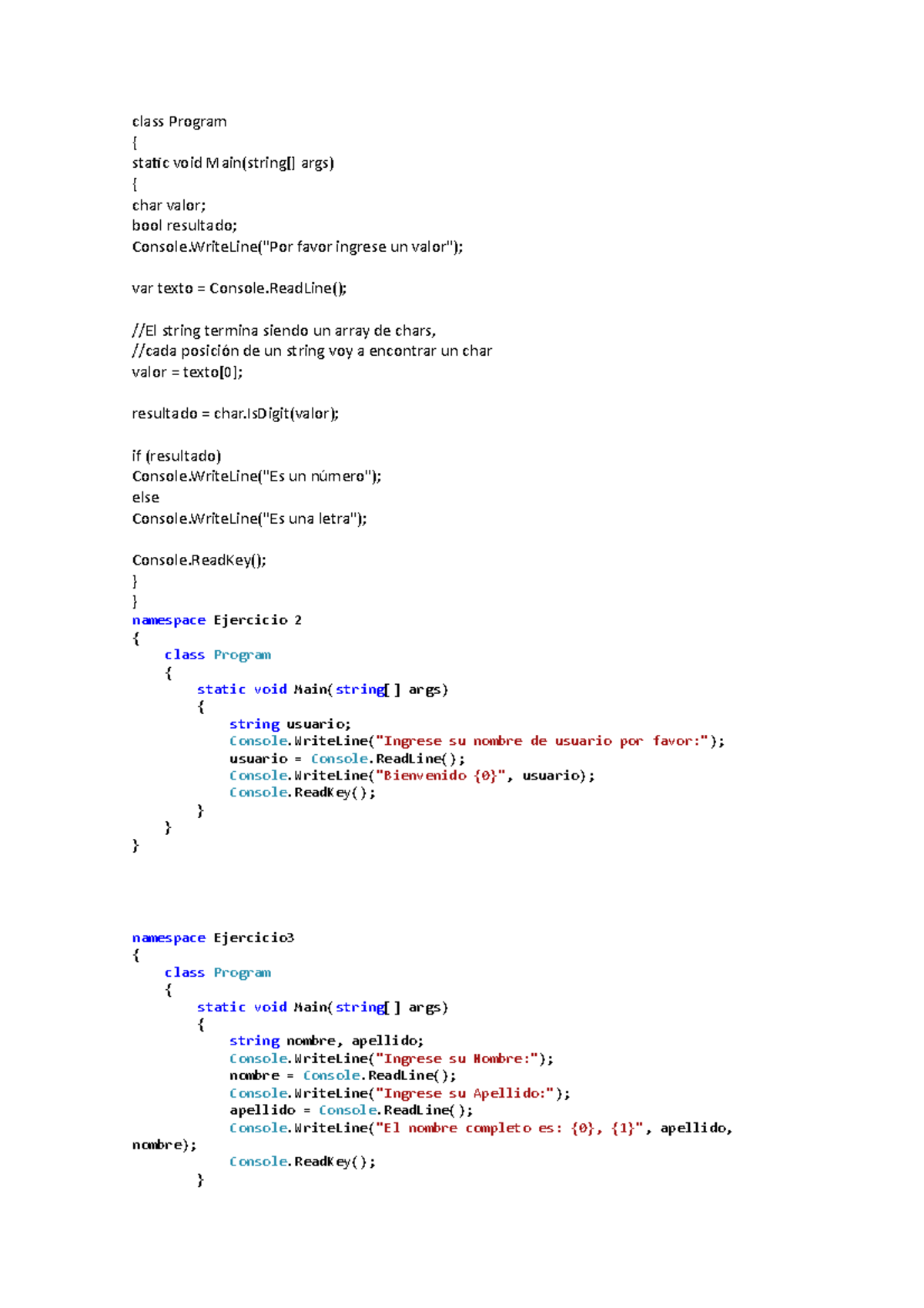 Guía Práctica de la clase N1 - class Program { static void Main(string ...