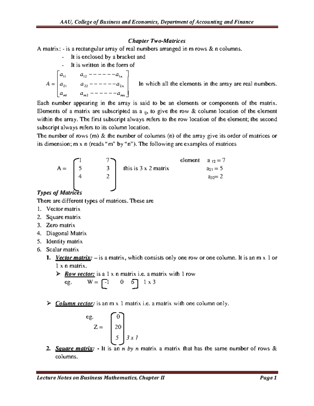Lecture Notes on Business Mathematics Chapter II - C C h h a a p p t t ...
