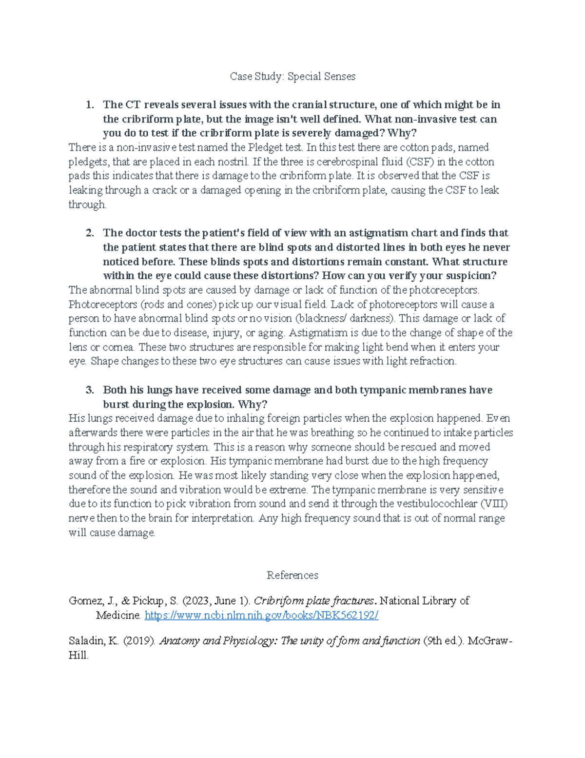 Bios252 Week 5 Case Study: Special Senses - Case Study: Special Senses ...