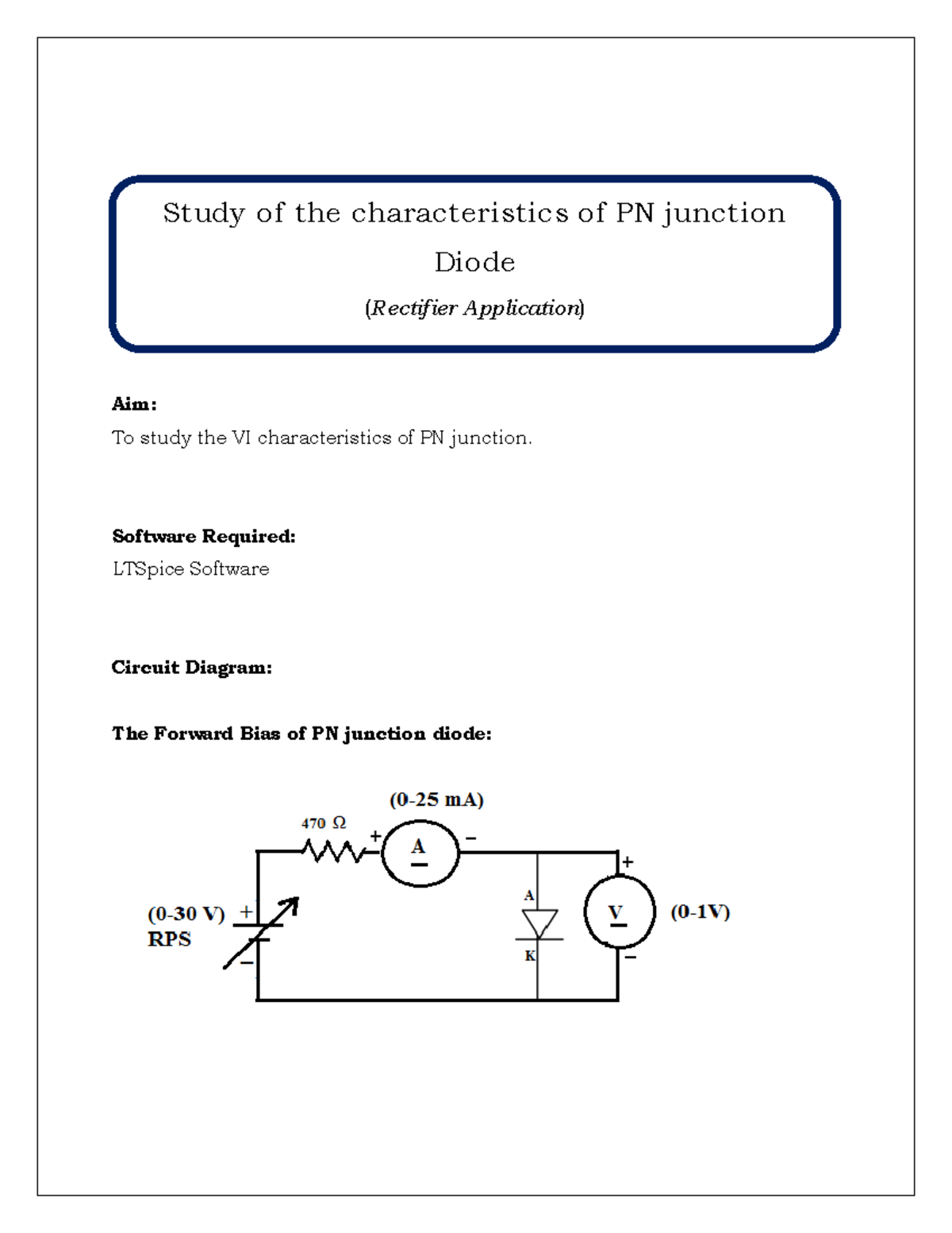 4. P-N junction diode - Aim: To study the VI characteristics of PN ...