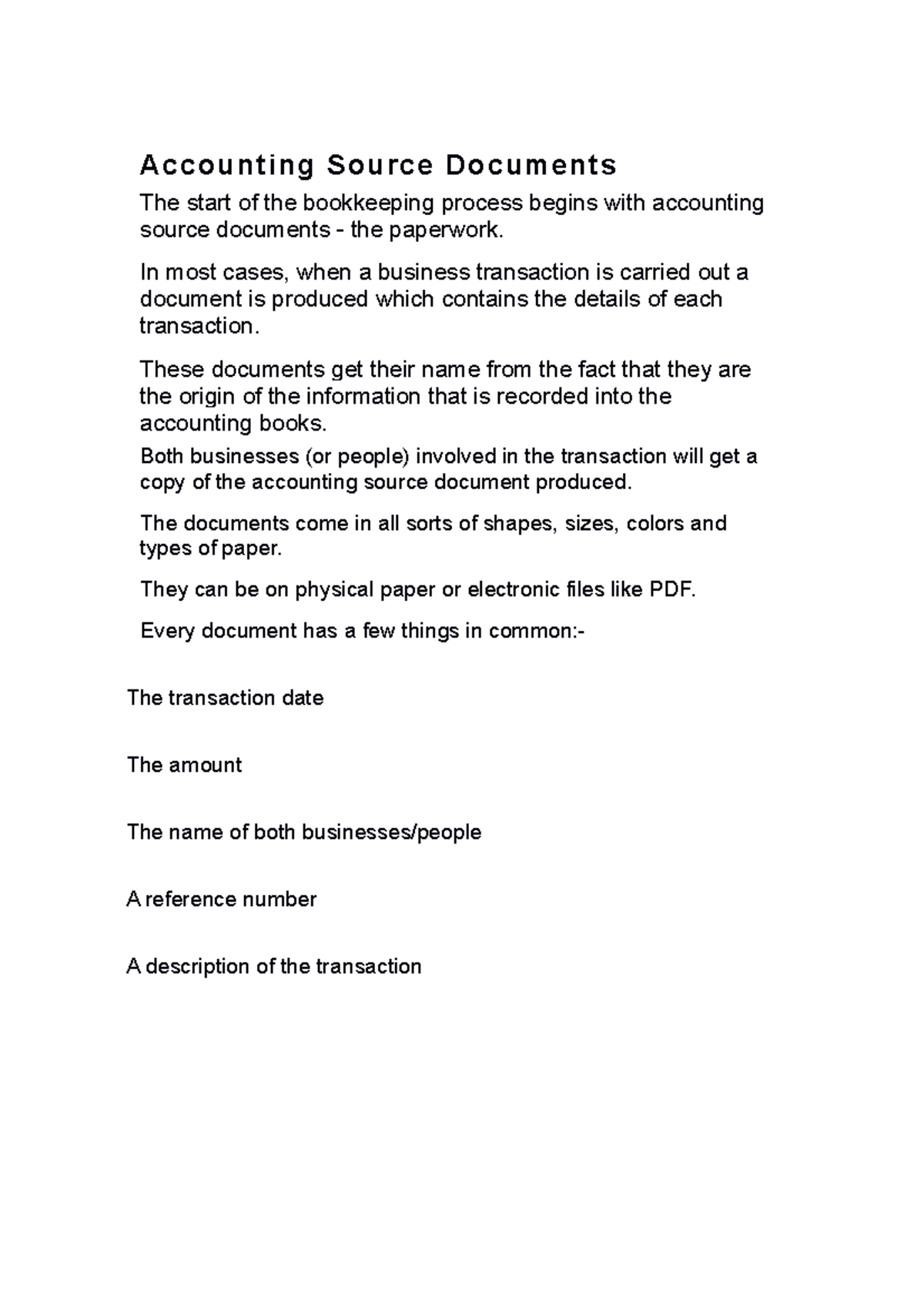 Accounting Source Documents - In most cases, when a business ...