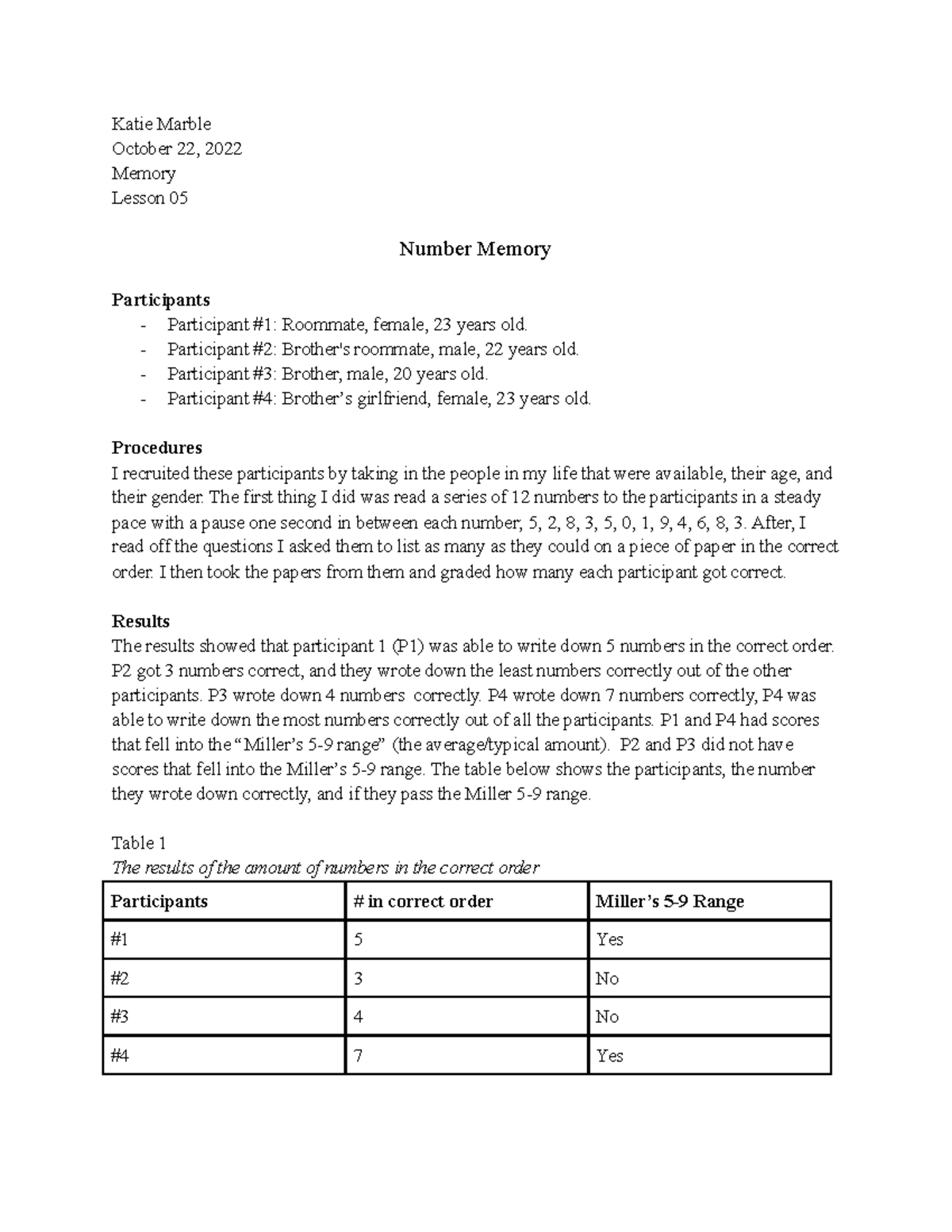 Number Memory - Weekly field report experiment on what was learned in ...