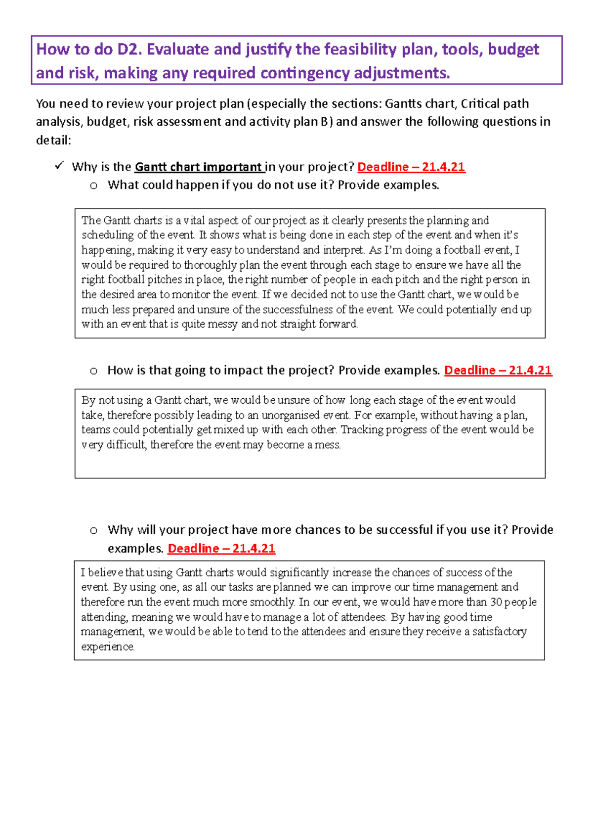 Helpsheet Learning Aim BC D2 1 - How to do D2. Evaluate and justify the ...