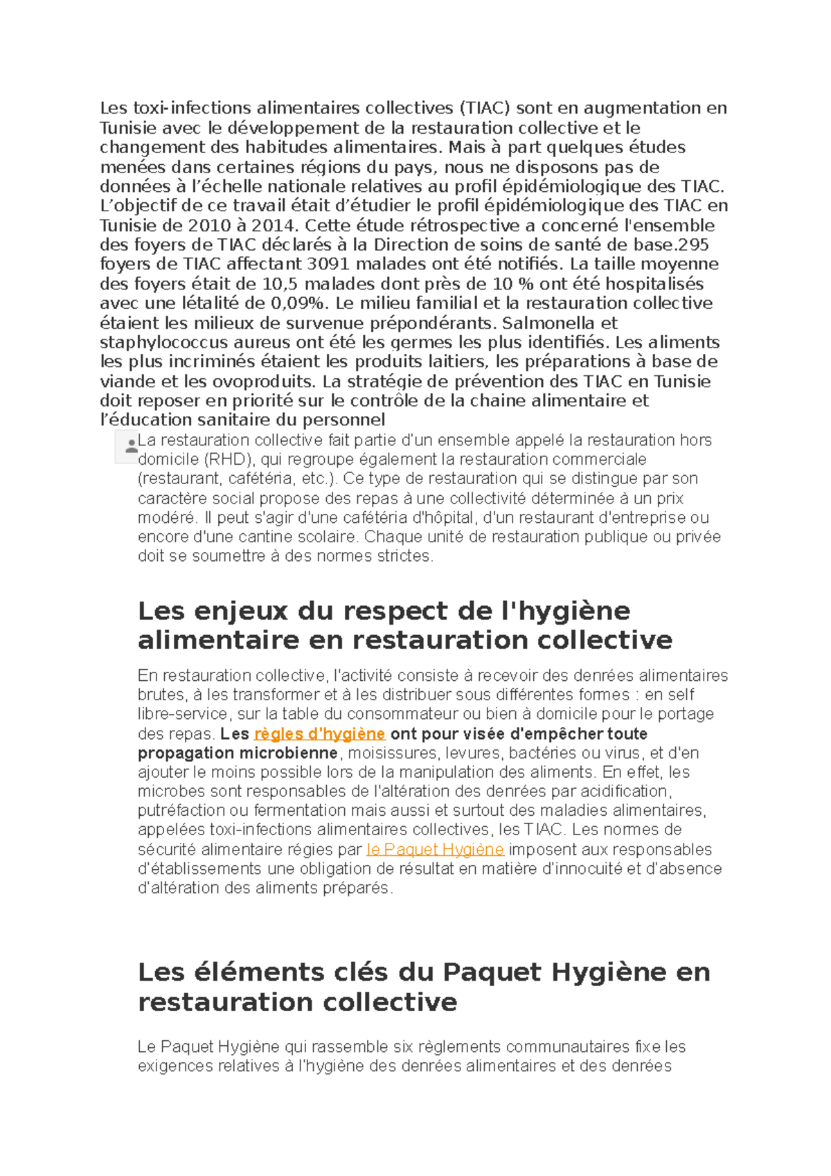 Les toxi - Les toxi-infections alimentaires collectives (TIAC) sont en ...
