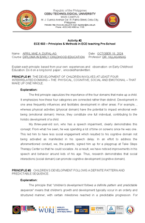 DECE 603 Activity 1 - CEBU TECHNOLOGICAL UNIVERSITY MAIN CAMPUS M. J ...