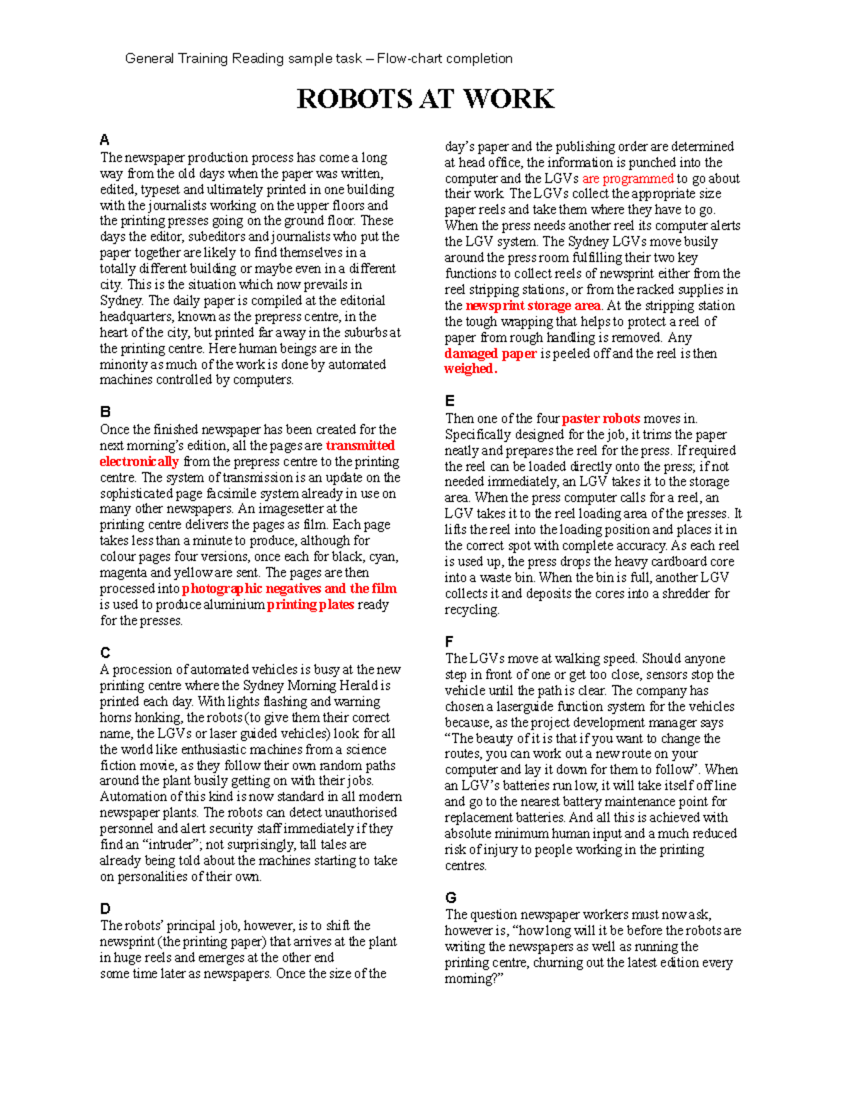 115019 general training reading sample task - flow-chart completion ...