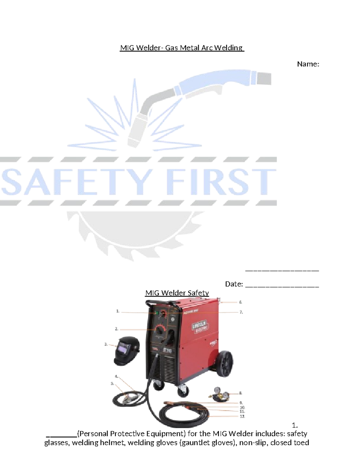 Fillable MIG Welder Power Point Studnet Notes - MIG Welder- Gas Metal ...