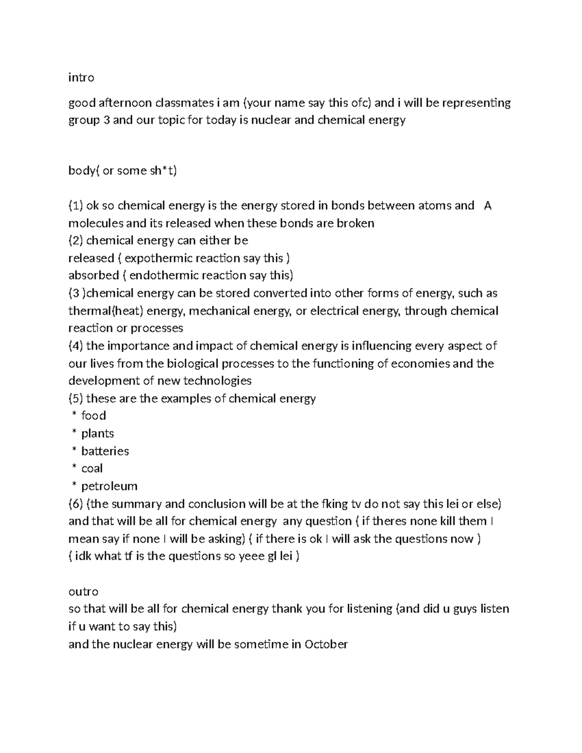 Science - intro good afternoon classmates i am (your name say this ofc ...