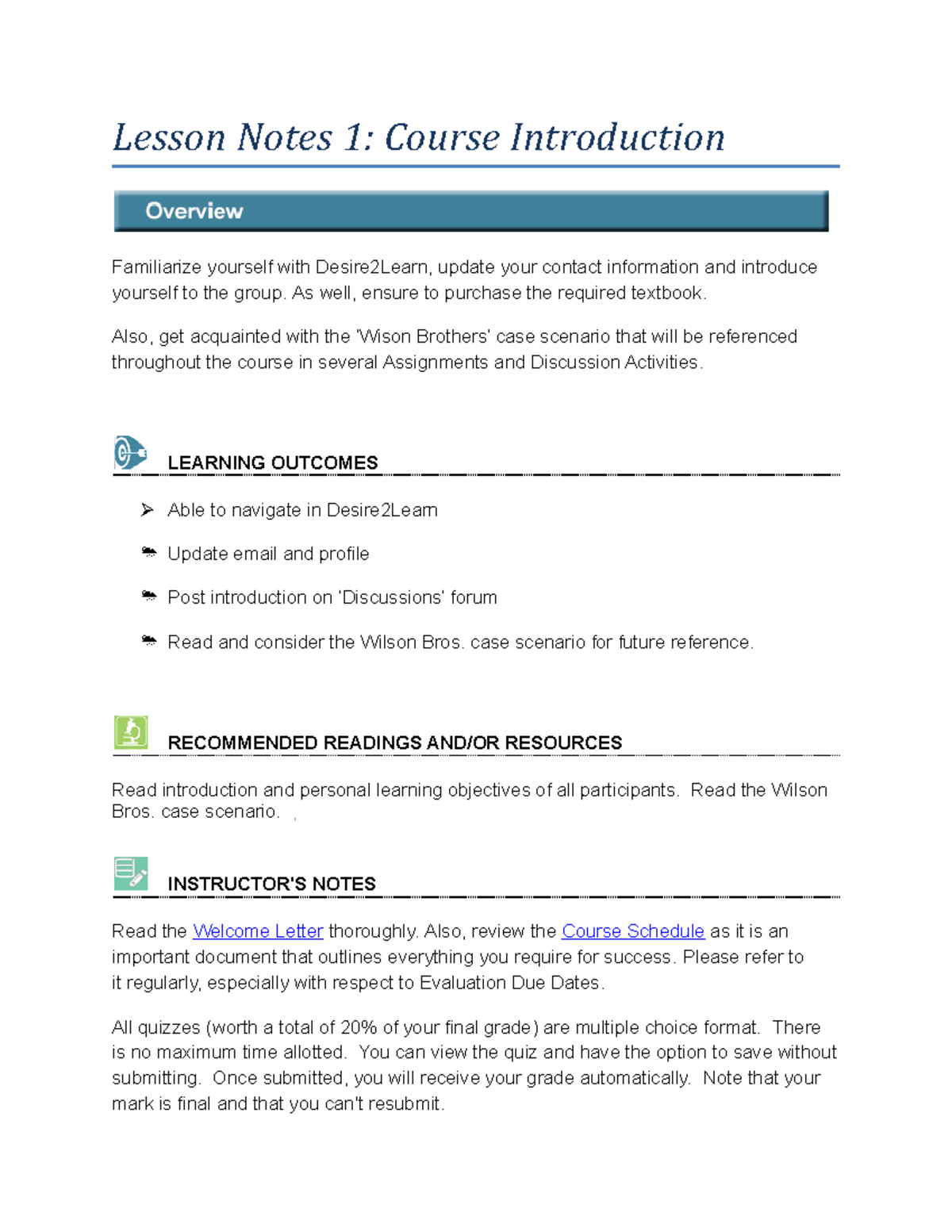 01. BUS255Lesson Notes - Week 1Revised - Lesson Notes 1: Course ...