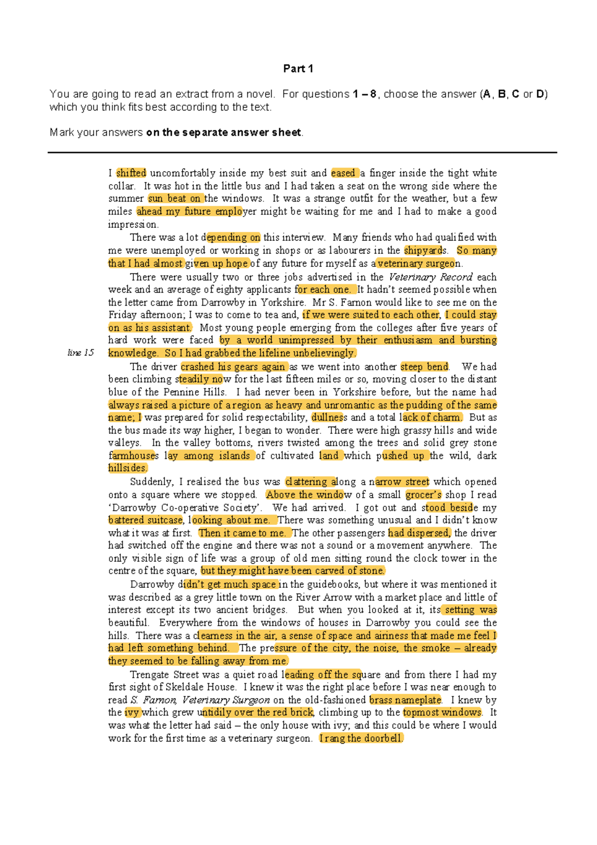 FCE Reading full test teacher handbook 08 - Part 1 You are going to ...