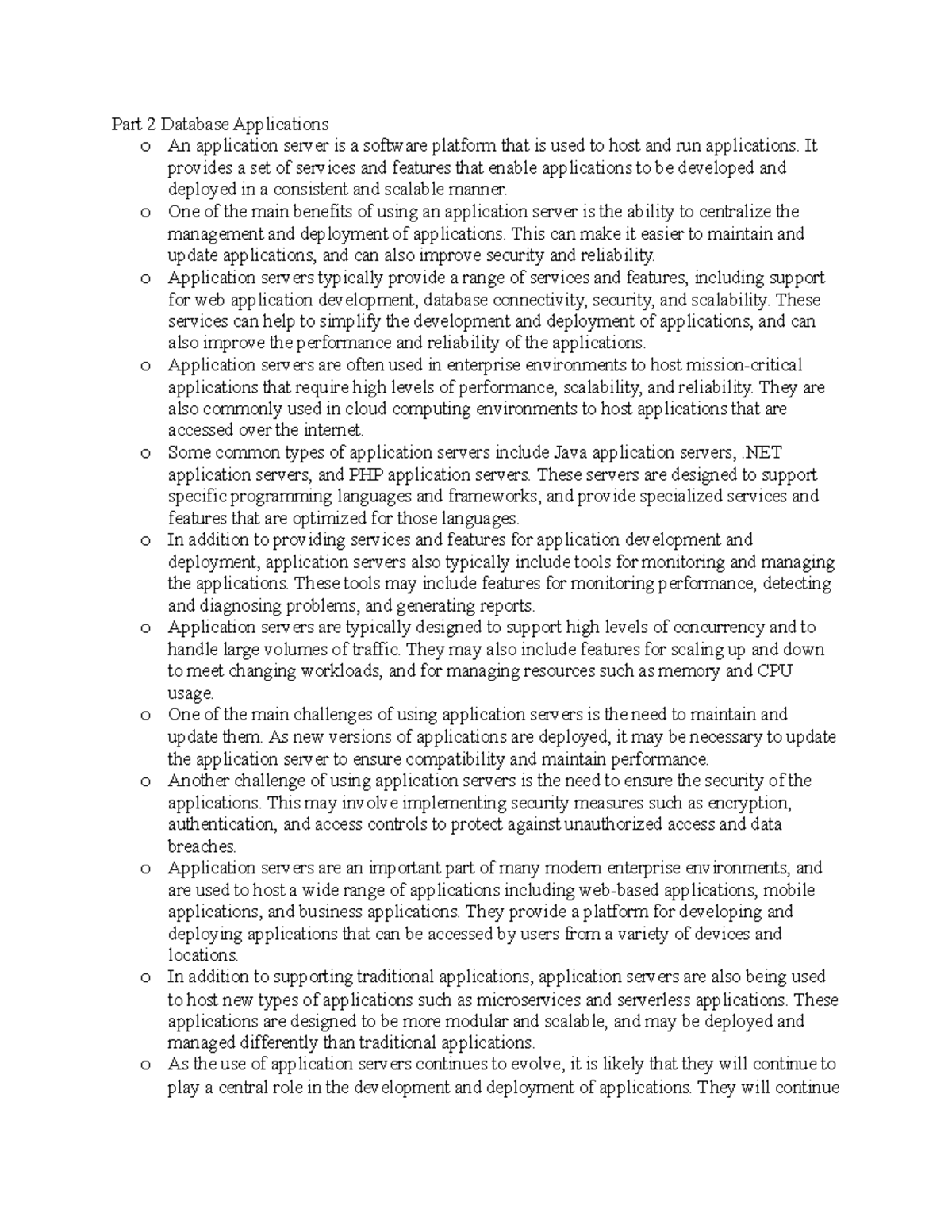 Part 2 Database Applications Part 2 Database Applications O An Application Server Is A 4842